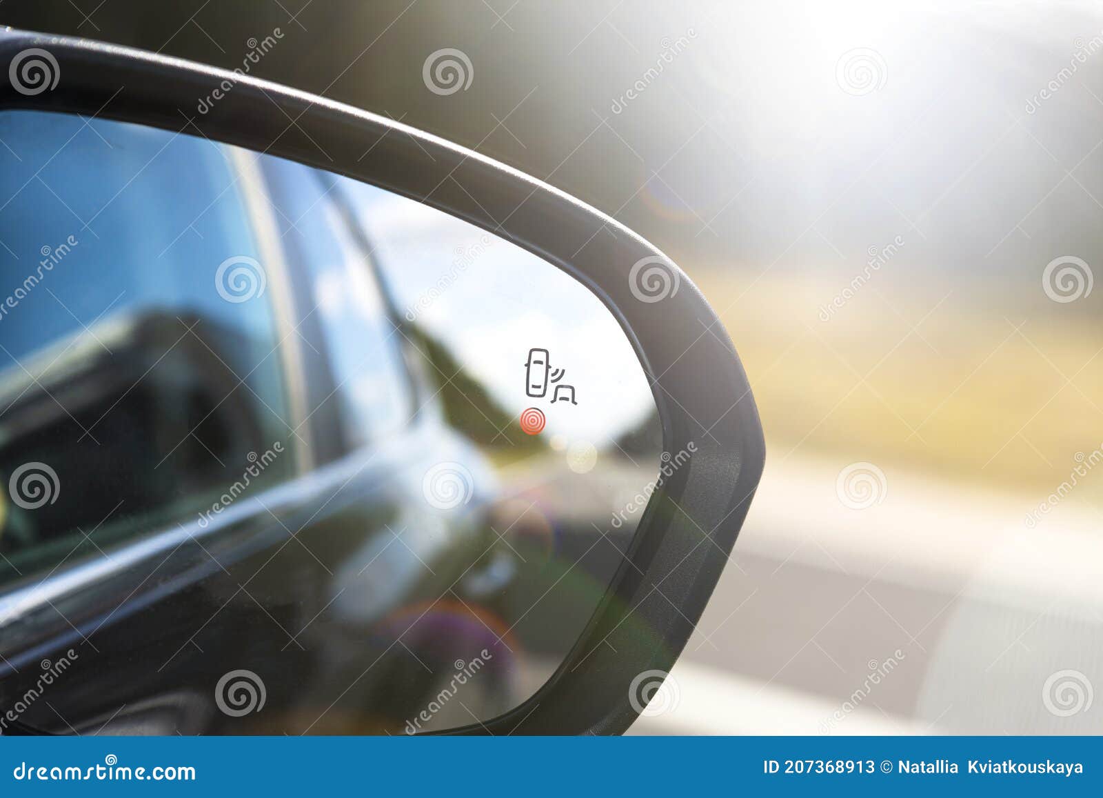 Blind Zone Monitoring Sensor on the Side Mirror of a Modern Car Stock ...