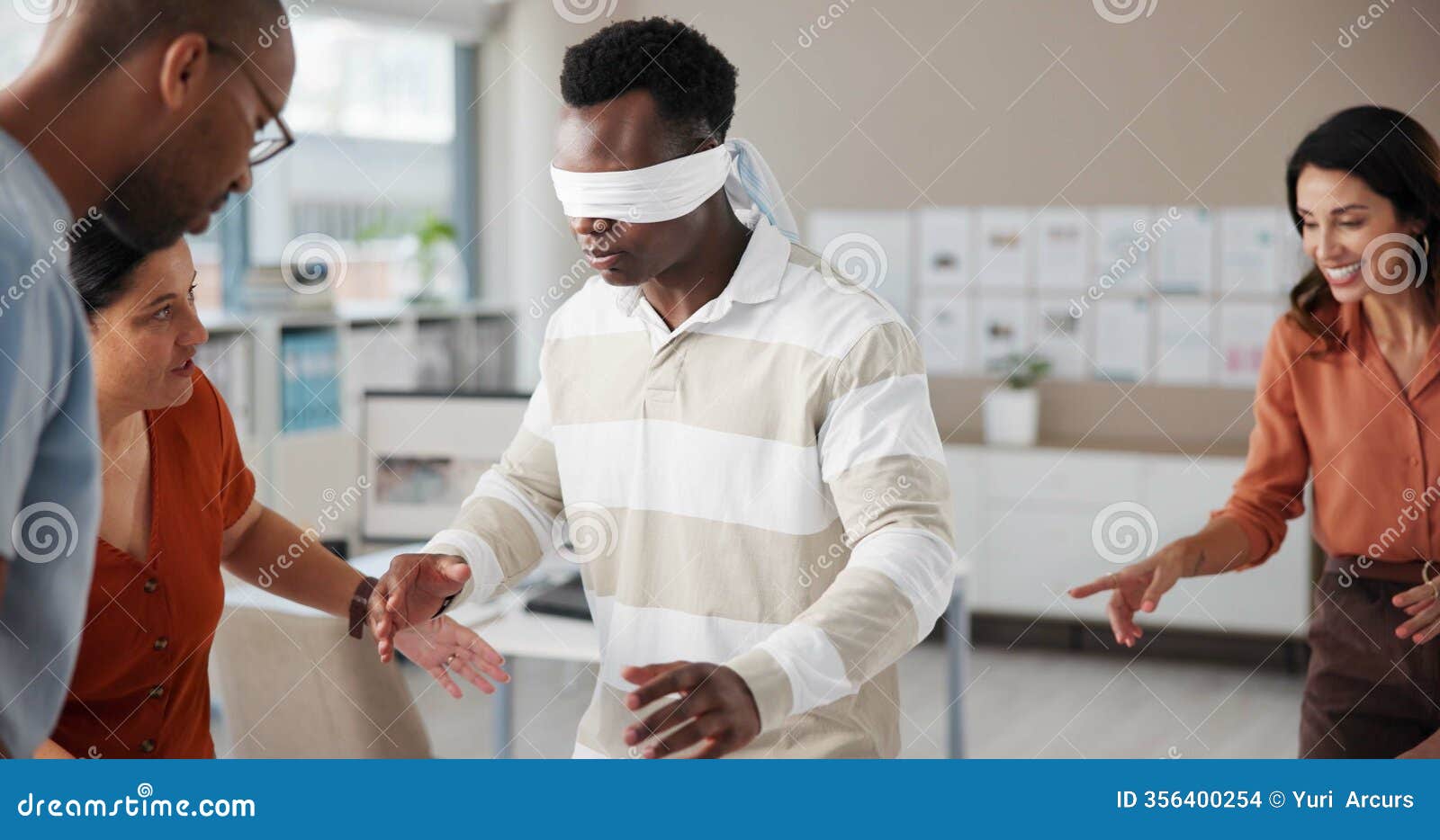 Blindfold, Coordination and Team Building with Business People in ...