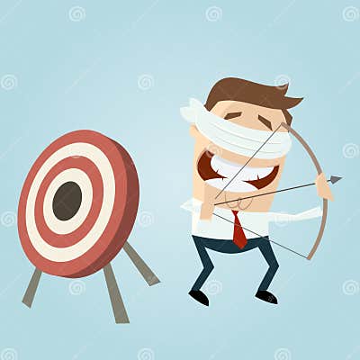 Blindfolded Businessman Aiming in the Wrong Direction Stock Vector ...