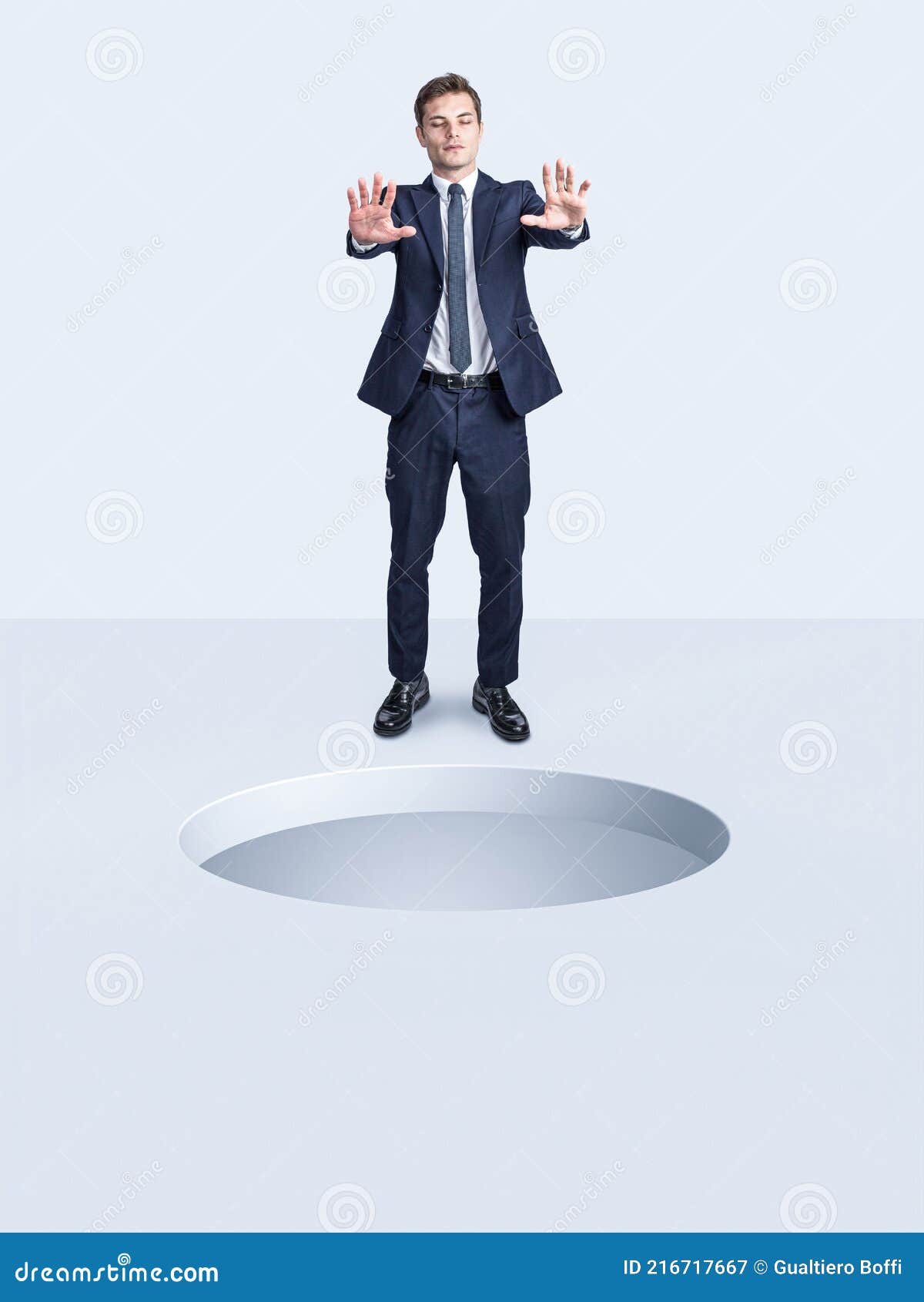 Blindfolded Businessman Trying To Catch Dollar Bills Banknotes Flying ...