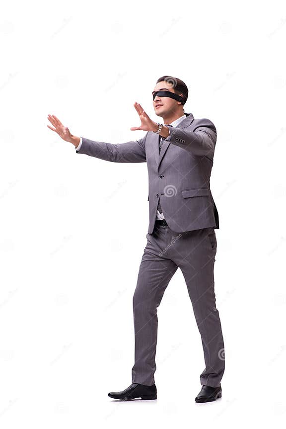 The Blindfolded Businessman Isolated on White Stock Image - Image of ...