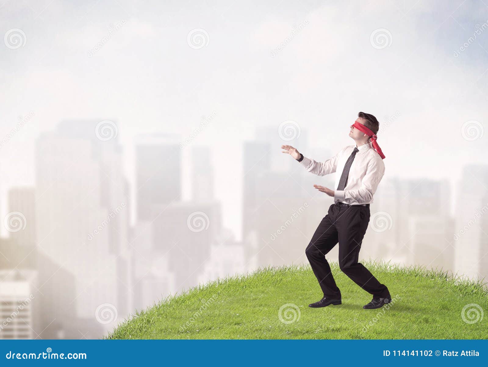 Blindfolded businessman stock photo. Image of fear, caucasian - 114141102