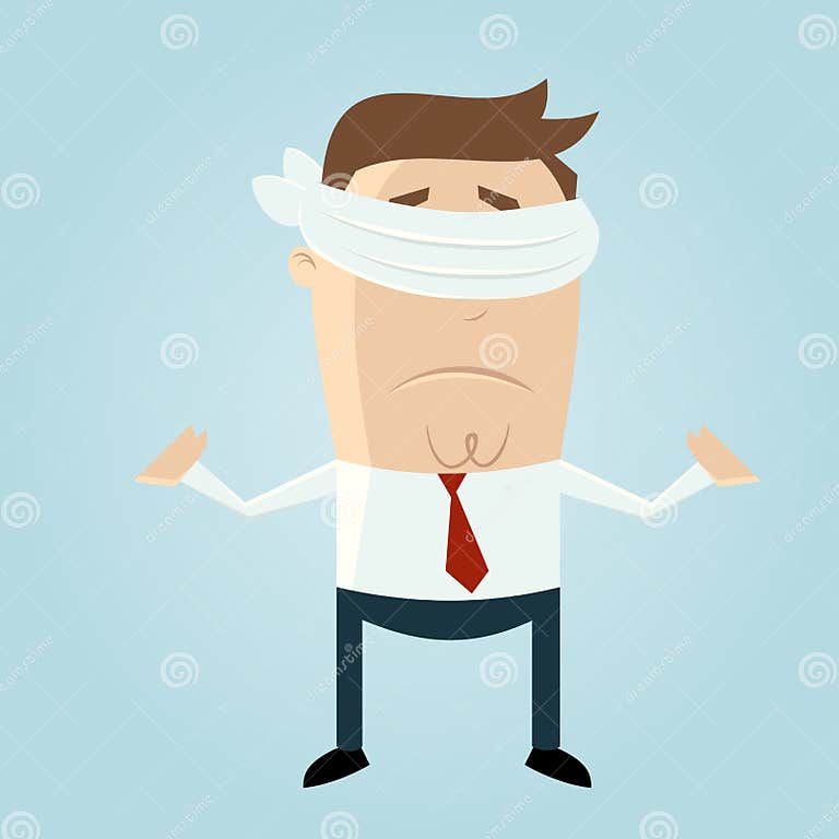 Blindfolded cartoon man stock vector. Illustration of drawing - 38975176