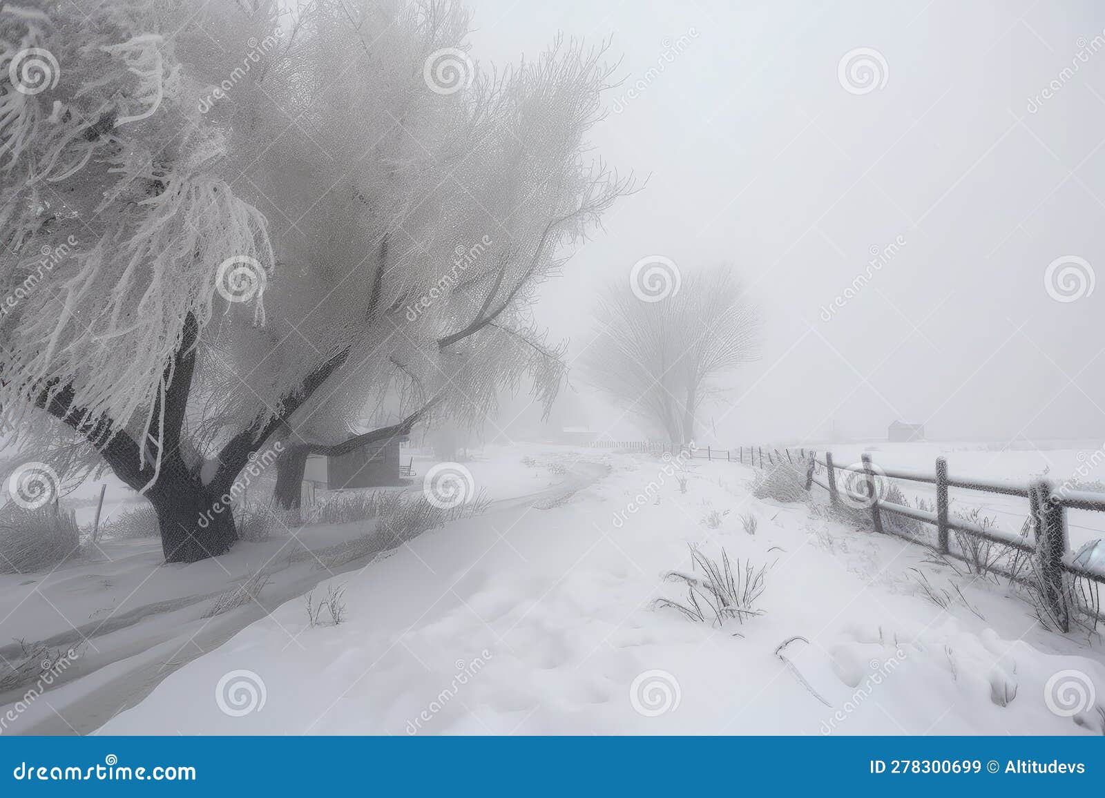Blinding Blizzard with Heavy Snowfall and Wind, Covering Everything in ...
