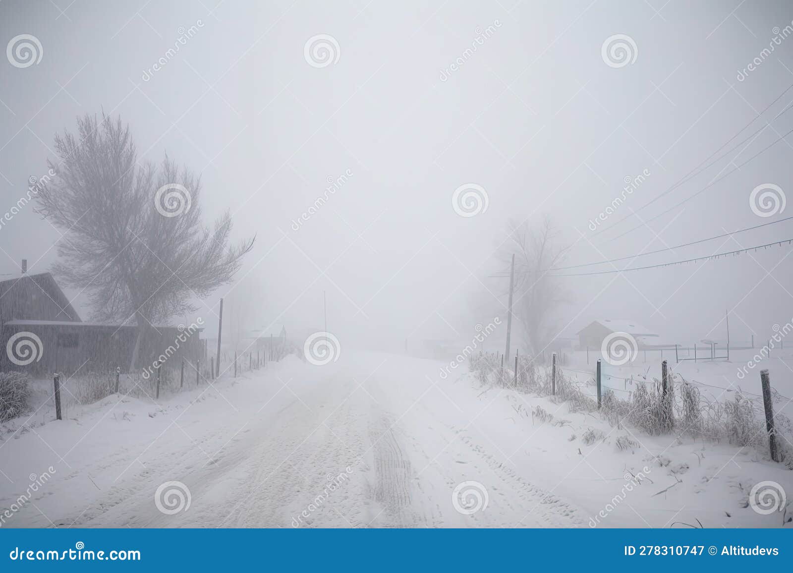 Blinding Blizzard With Snow And Ice Flying In Every Direction Stock ...