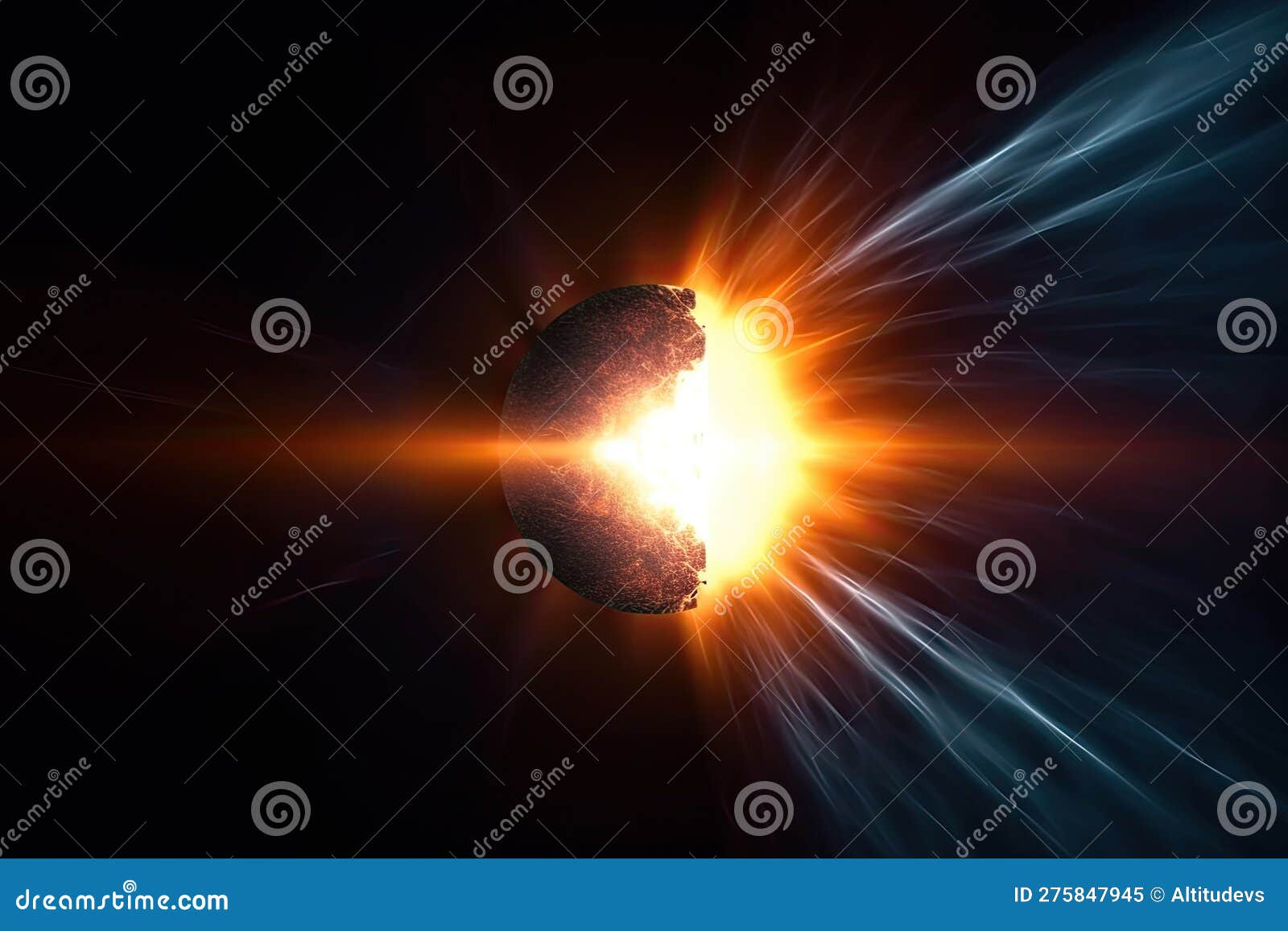 Blinding Flash of Light As the Sun is Eclipsed by an Explosion Stock ...