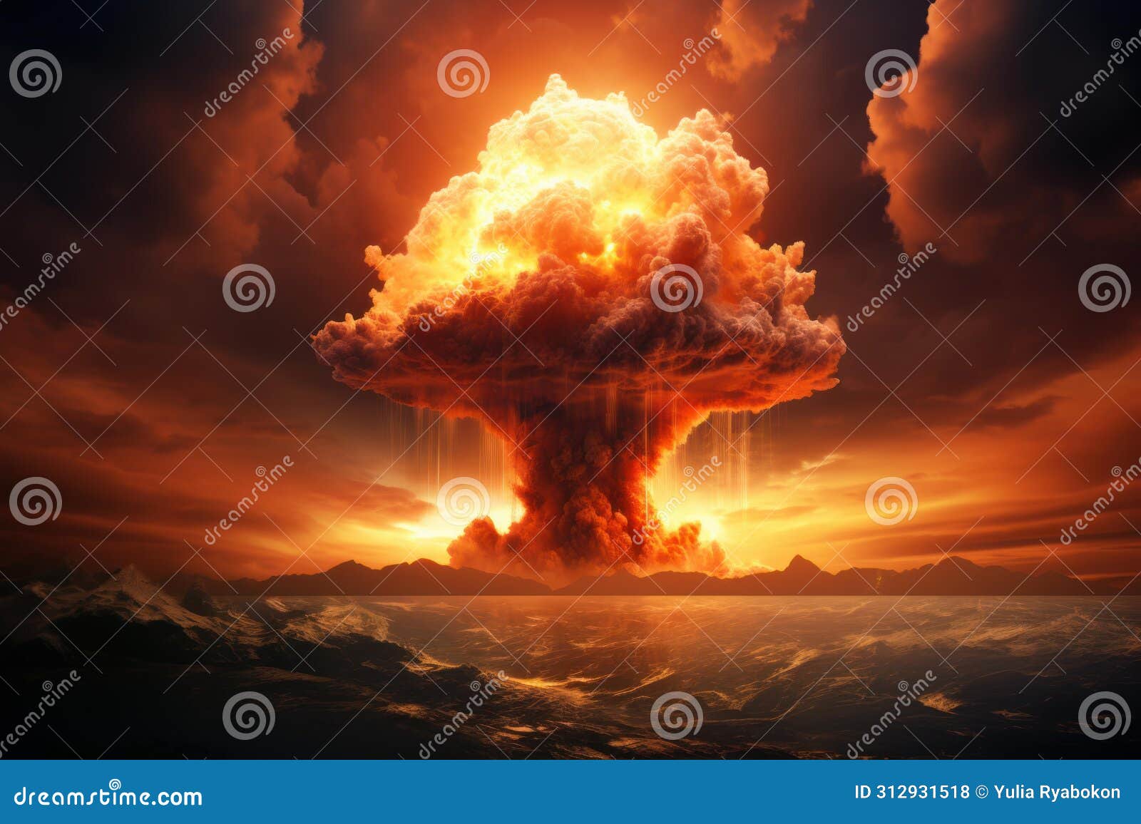 Blinding Nuclear Explosion Dramatic Scene. Generate Ai Stock Photo ...