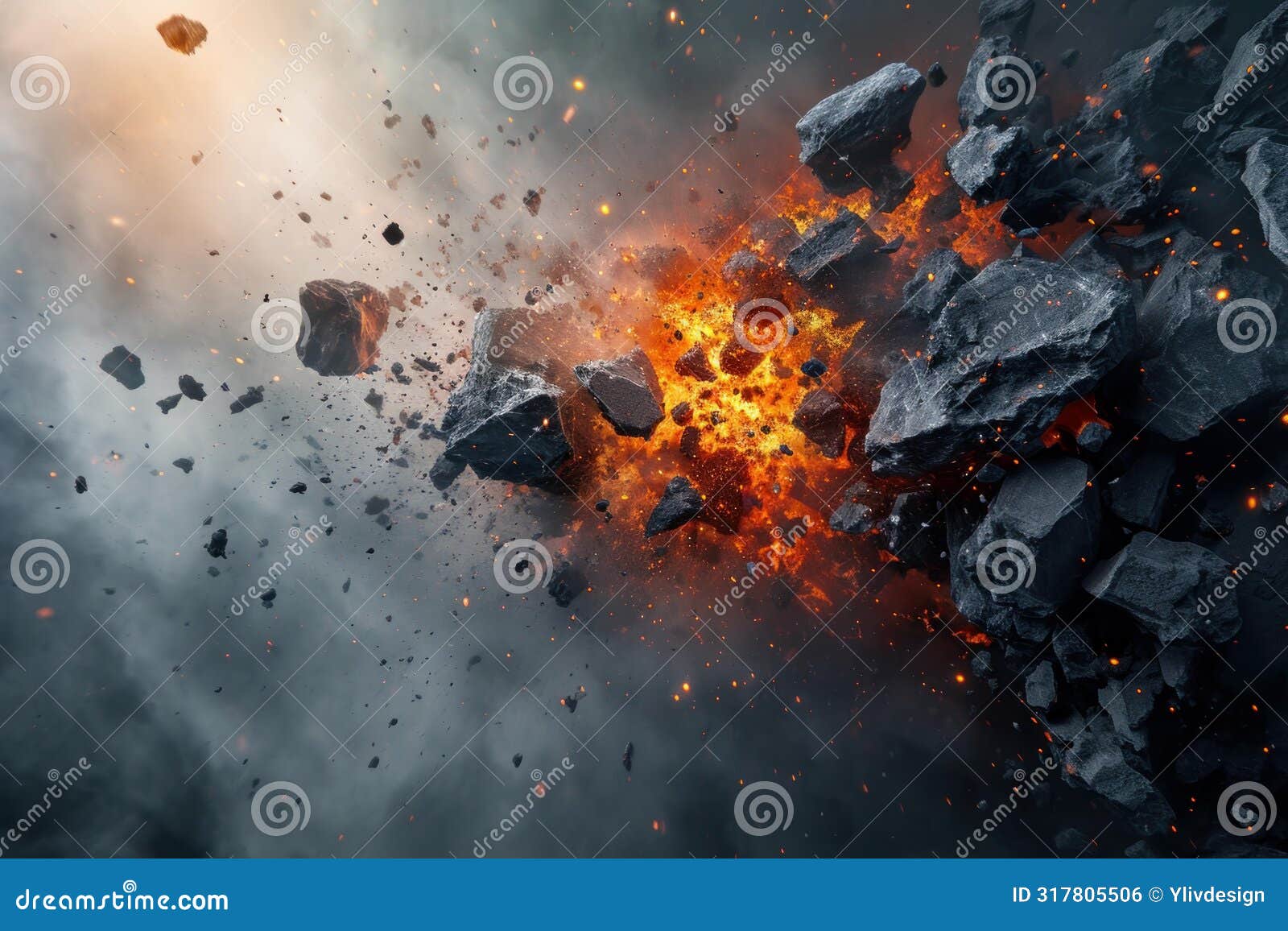 Blinding Rocks Explosion. Generate Ai Stock Photography | CartoonDealer ...