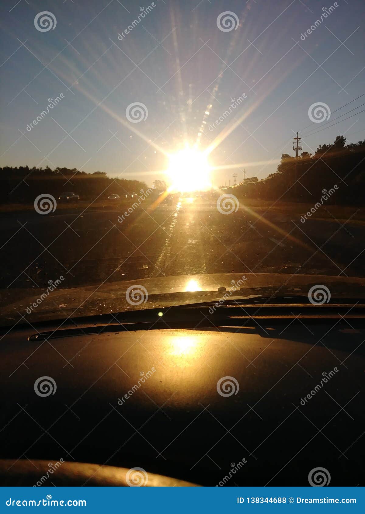 Blinding sun while driving stock photo. Image of blinding - 138344688