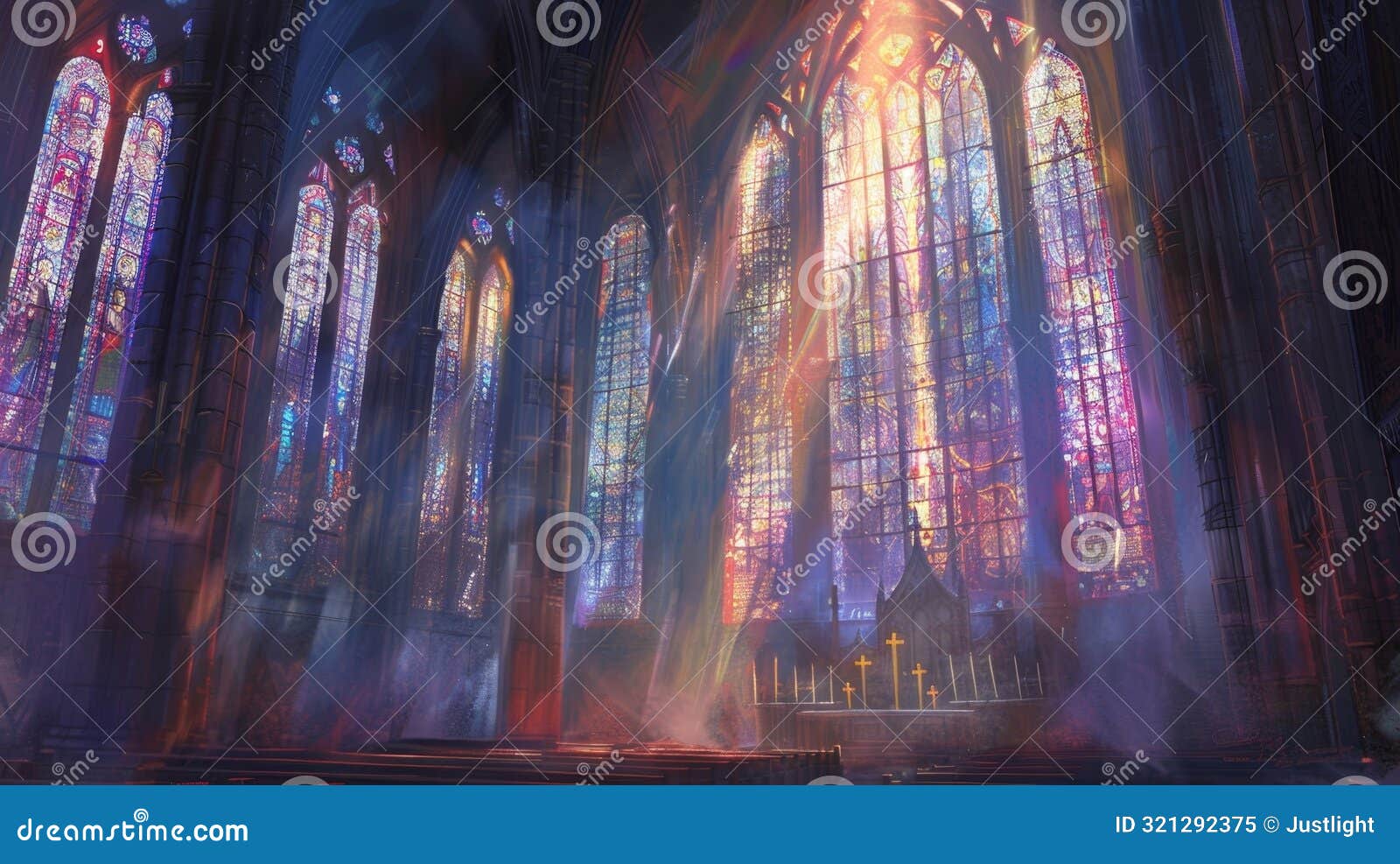 A Blinding White Light that Floods in through the High Stained Glass ...