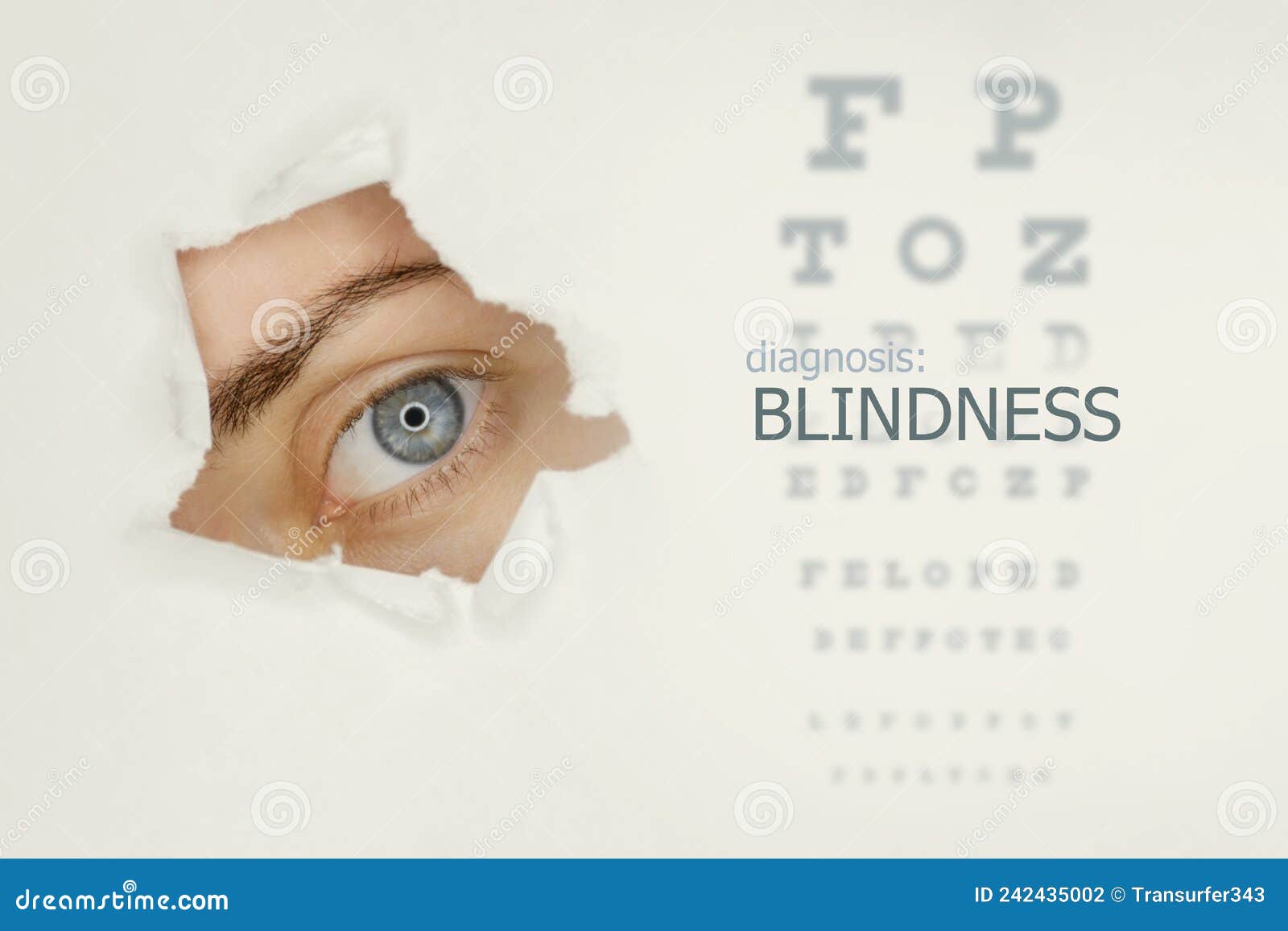 Blindness Disease Poster Wwith Eye Test Chart And Blue Eye On Left ...