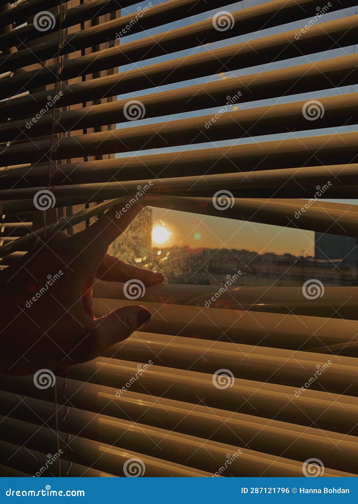 Blinds through the sunset. stock photo. Image of closed - 287121796
