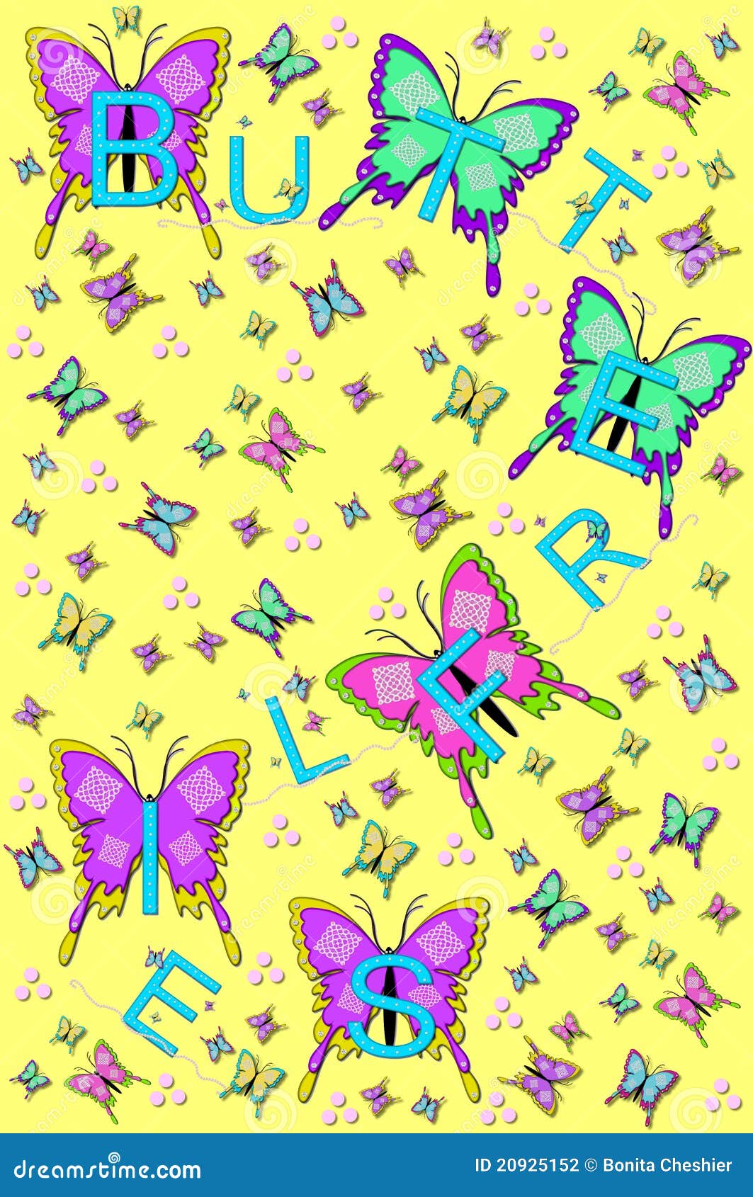 Bling and Butterflies Yellow Stock Illustration - Illustration of ...