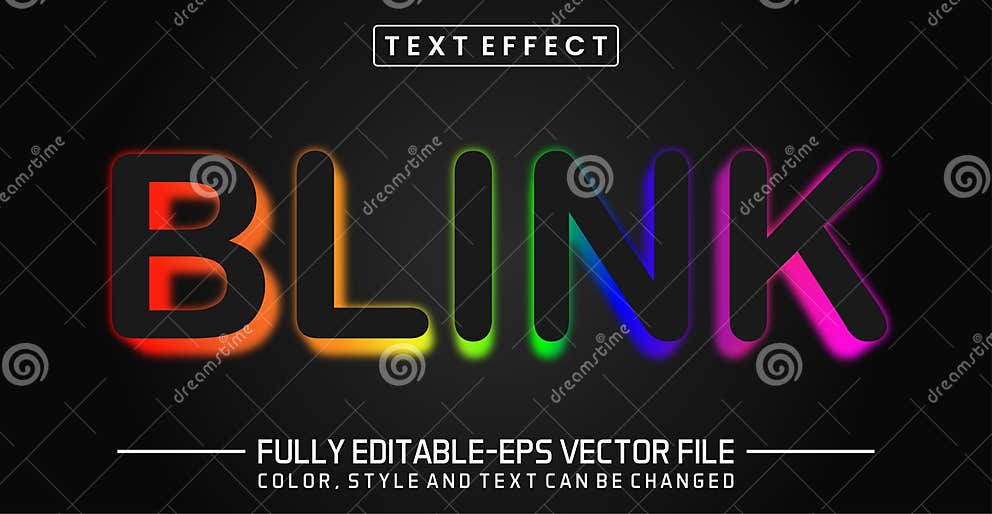 Blink Editable Text Effect, Neon Text Style Stock Vector - Illustration ...