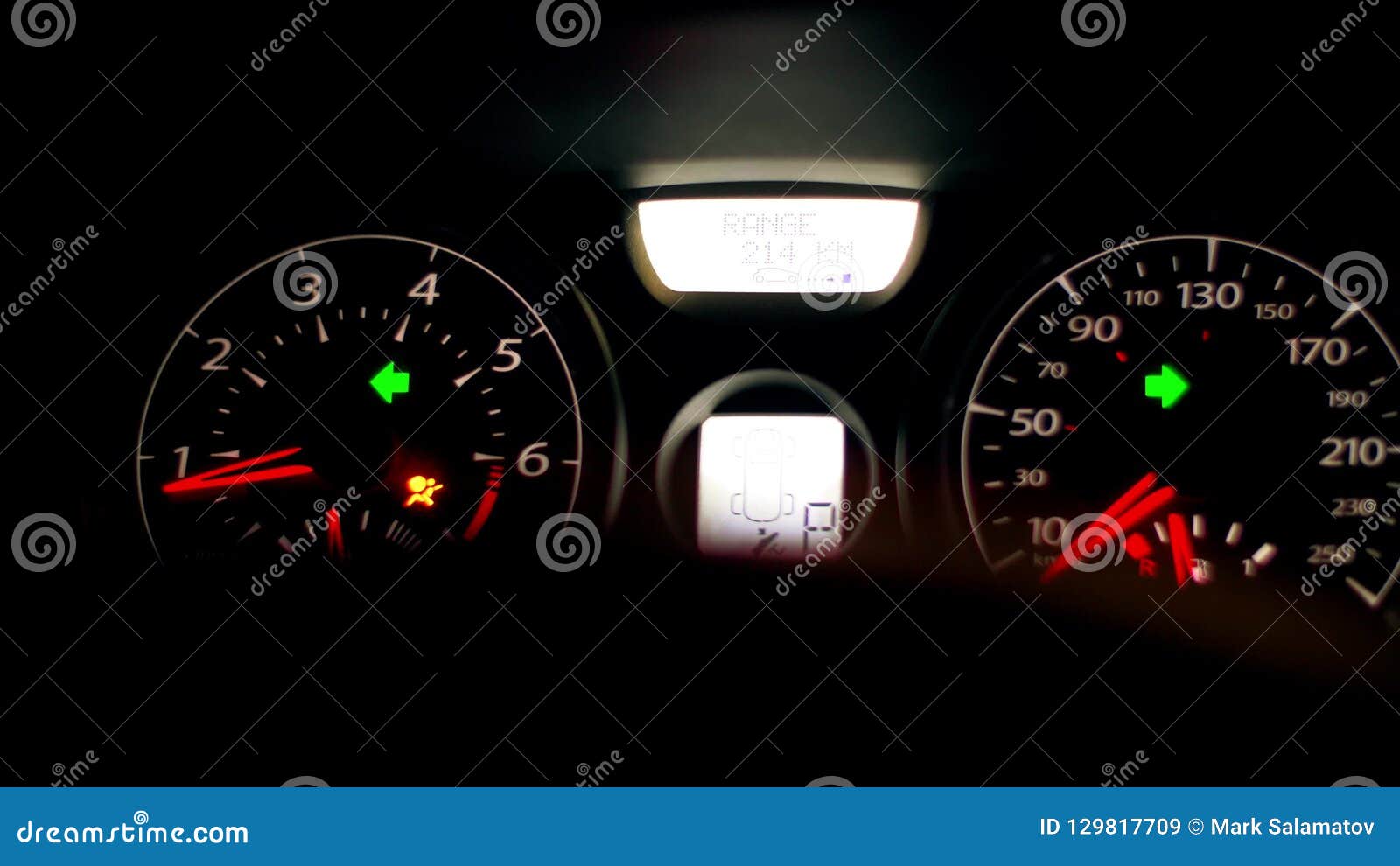 A Blinker or Turn Indicator on the Interior of a Car Green Arrow Shows ...