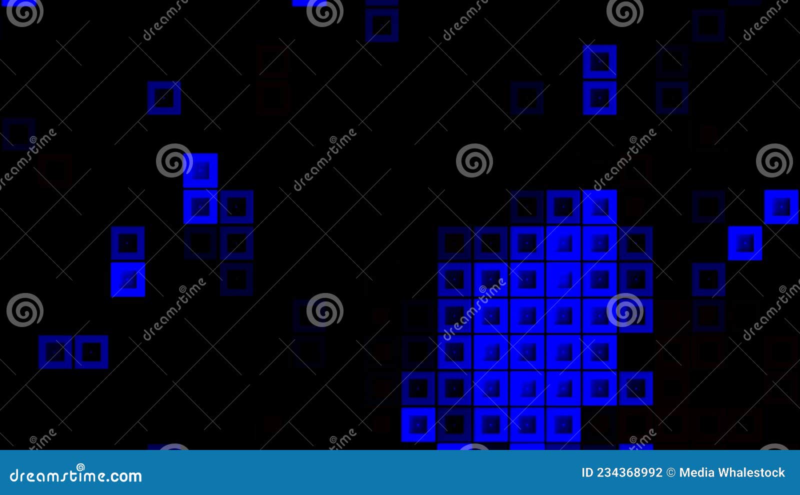 Blinking Blue Squares on Black Background, Seamless Loop. Motion ...