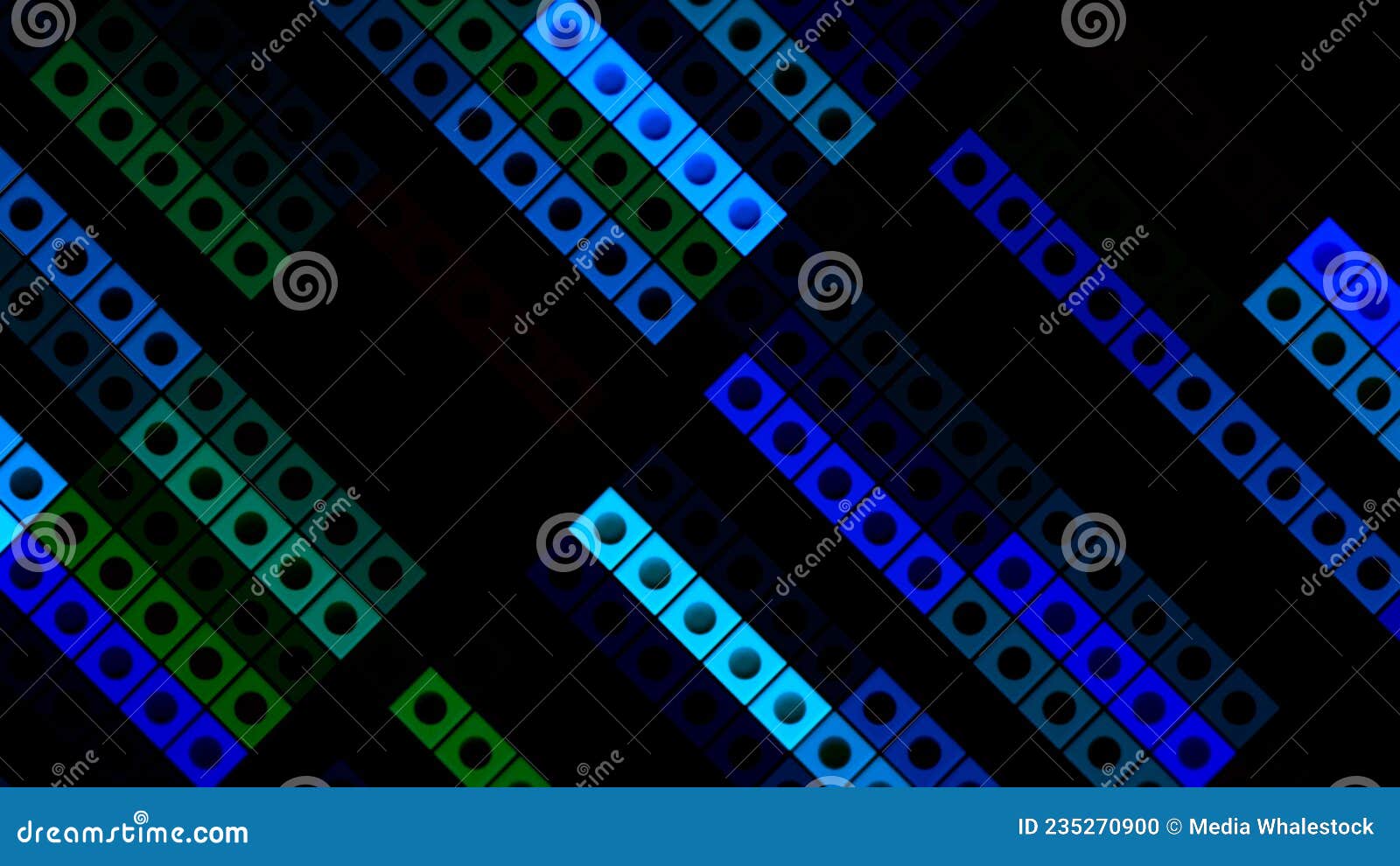 Blinking Blue Squares On Black Background, Seamless Loop. Motion ...