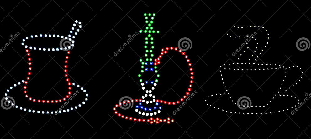 Blinking Colorful Led Light Signs Stock Image - Image of series, black ...