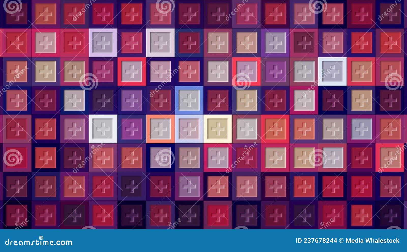 Blinking Colorful Rows of Same Size Purple Tiles with Light Flares and ...