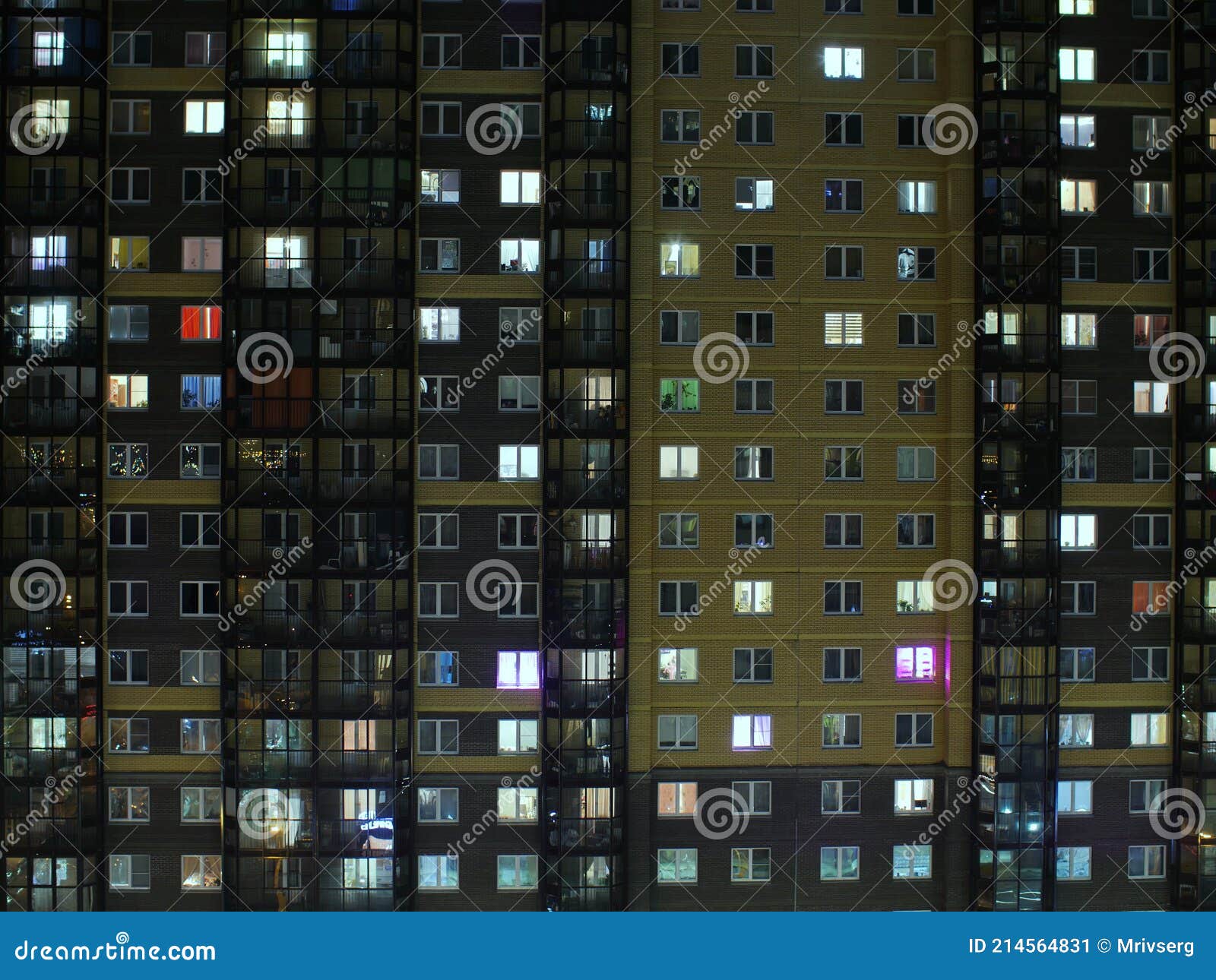 Blinking Windows of the Building Stock Image - Image of dwelling ...