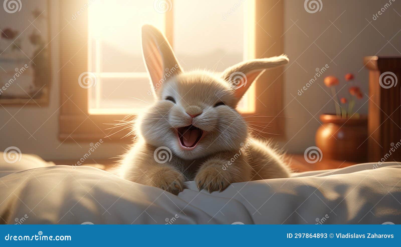 Rabbit Smiles Cartoon Cute Character Pink Pastels Falt Design Is ...