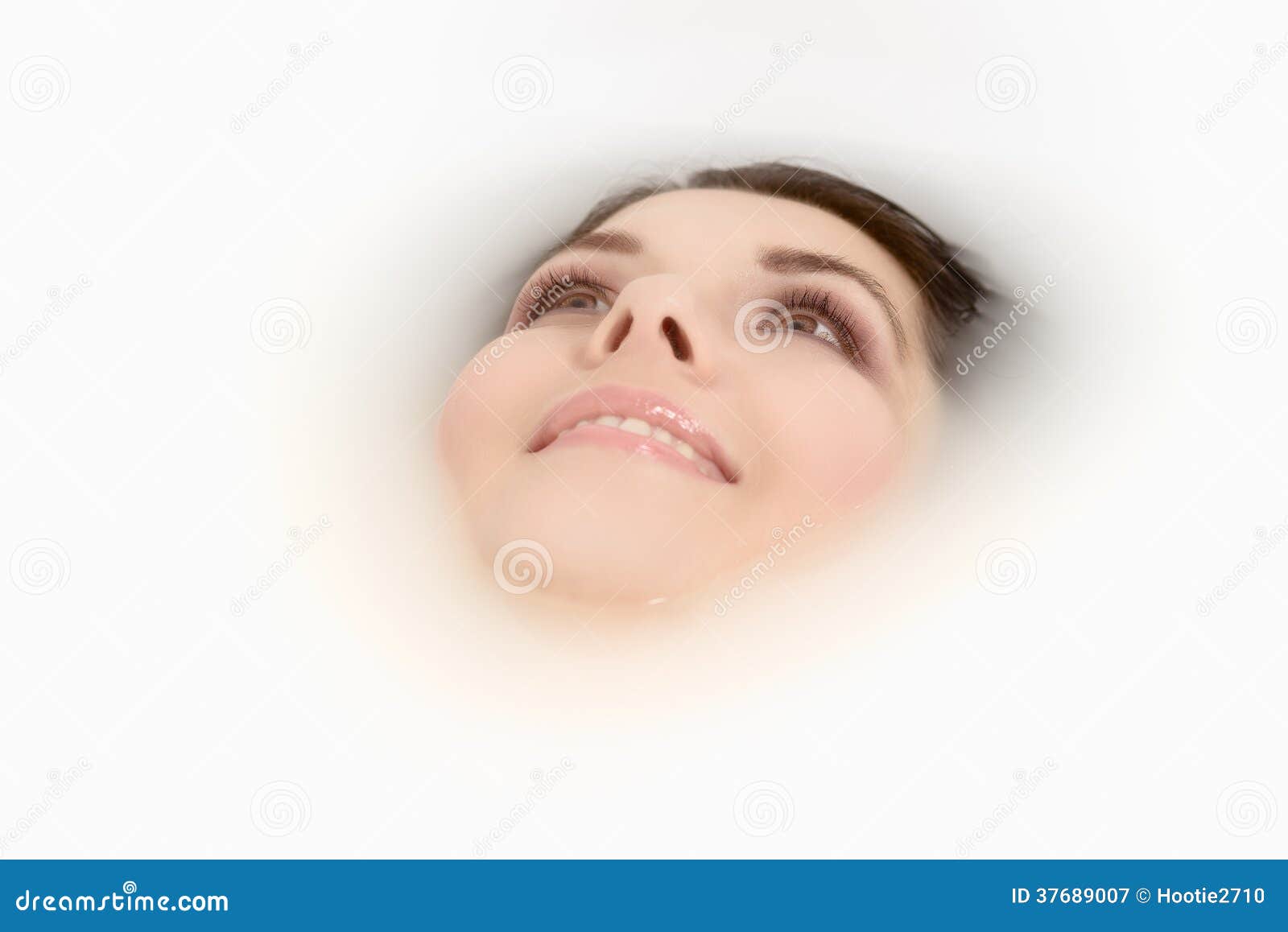 Blissful Woman Soaking in a Hot Bath Stock Image - Image of clean, milk ...