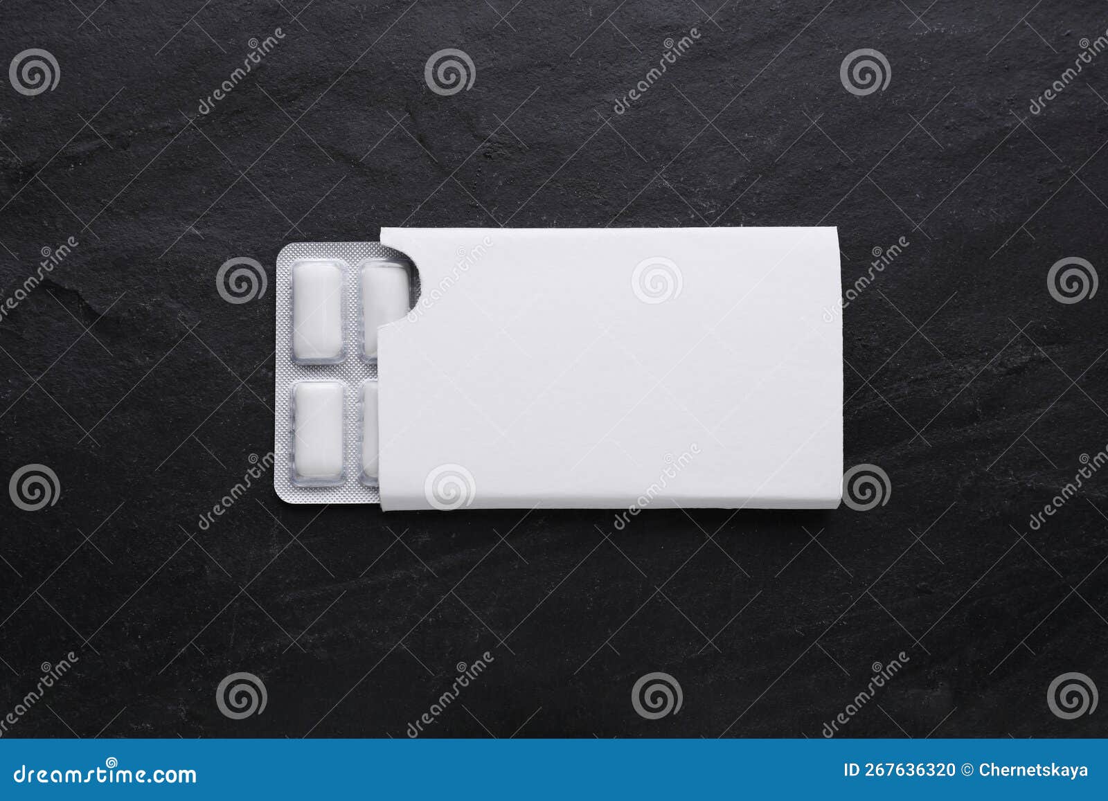Blister with Chewing Gums on Black Table, Top View Stock Photo - Image ...