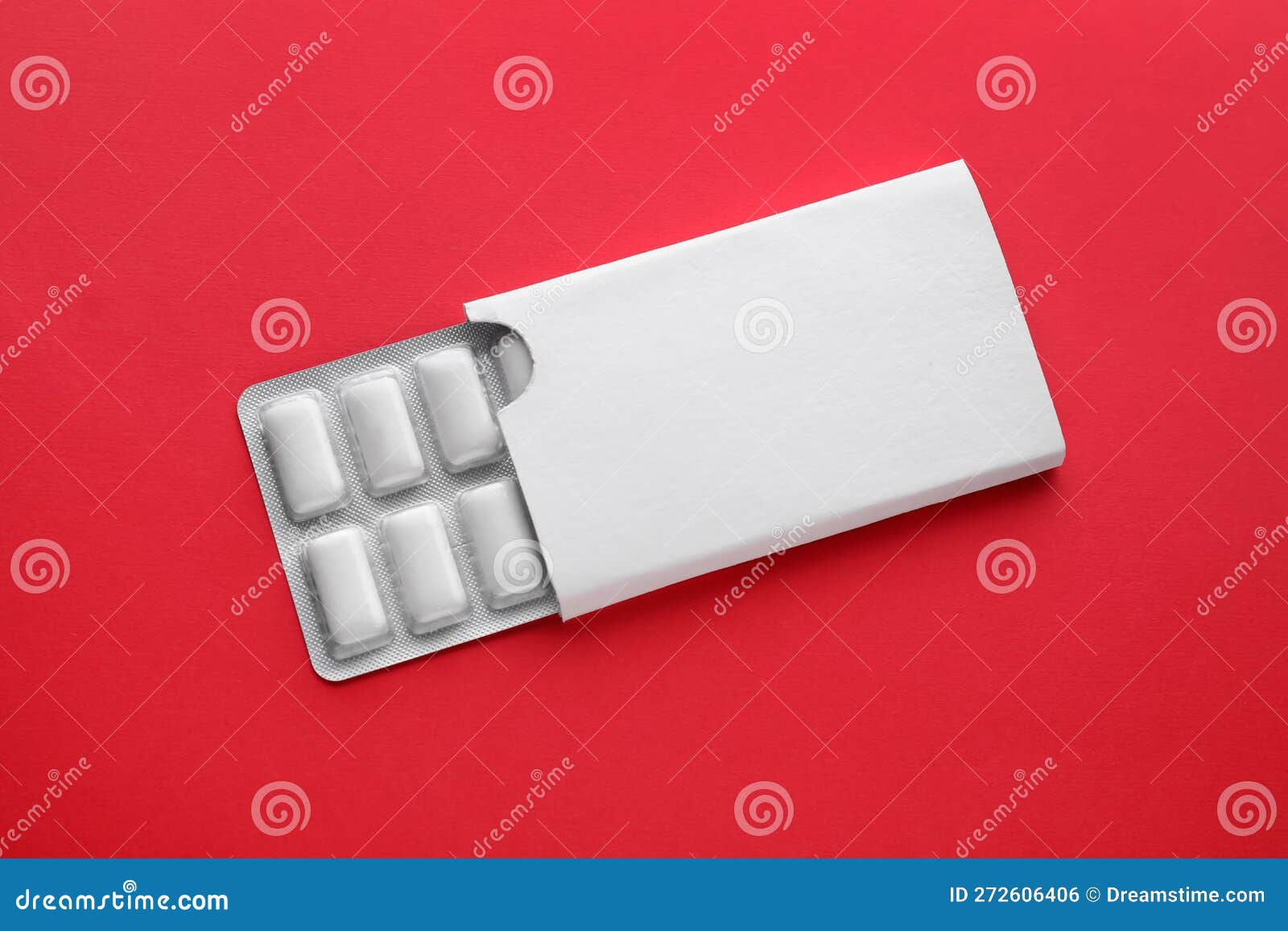 Blister With Chewing Gums On Light Blue Background Stock Photography ...