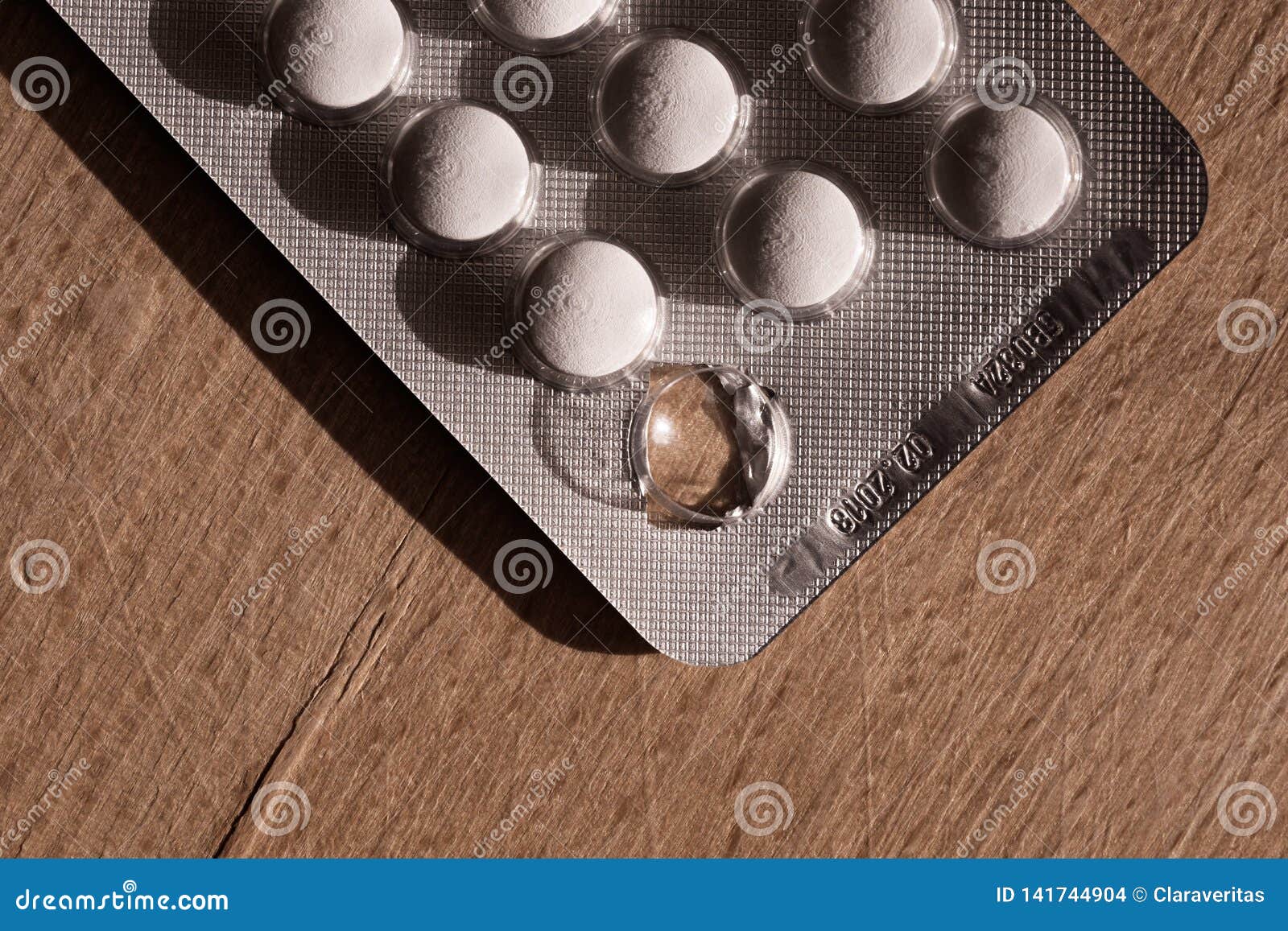 Blister Pack Opened and Empty without One Tablets Pills or Capsule ...