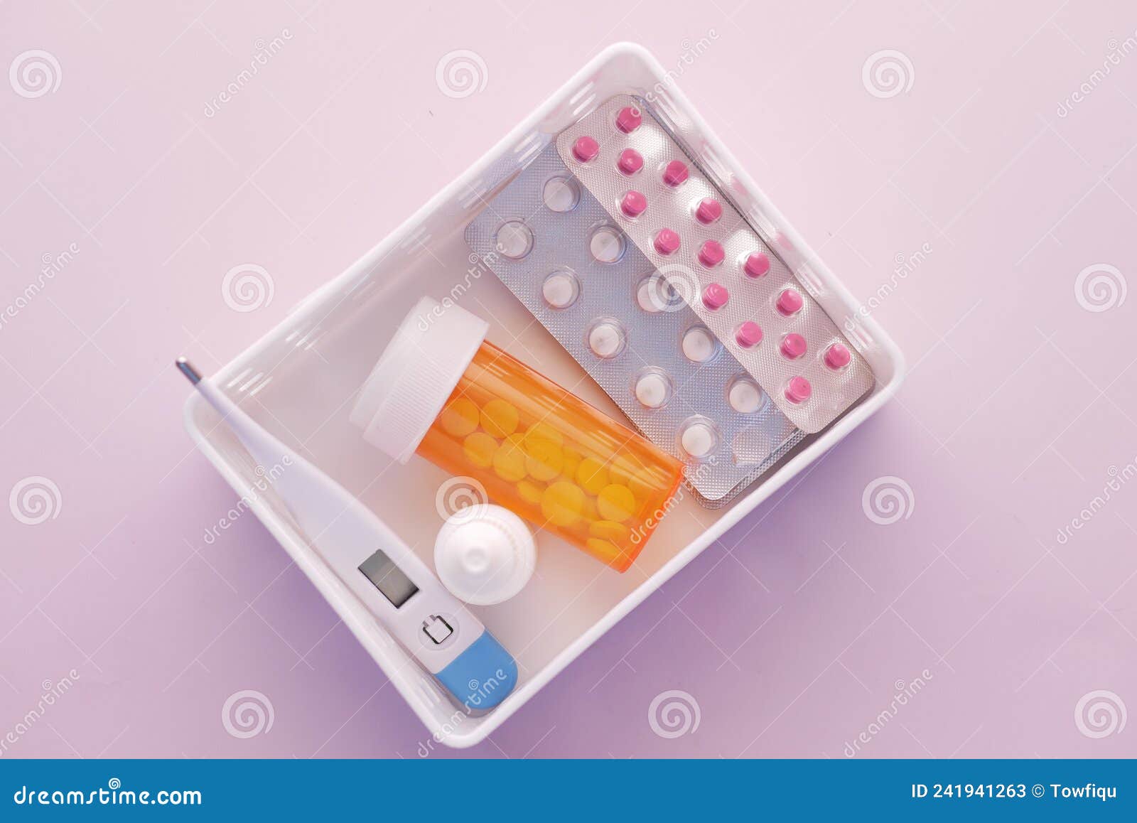 Blister Pack Thermometer, Container in a Box on Table Stock Image ...