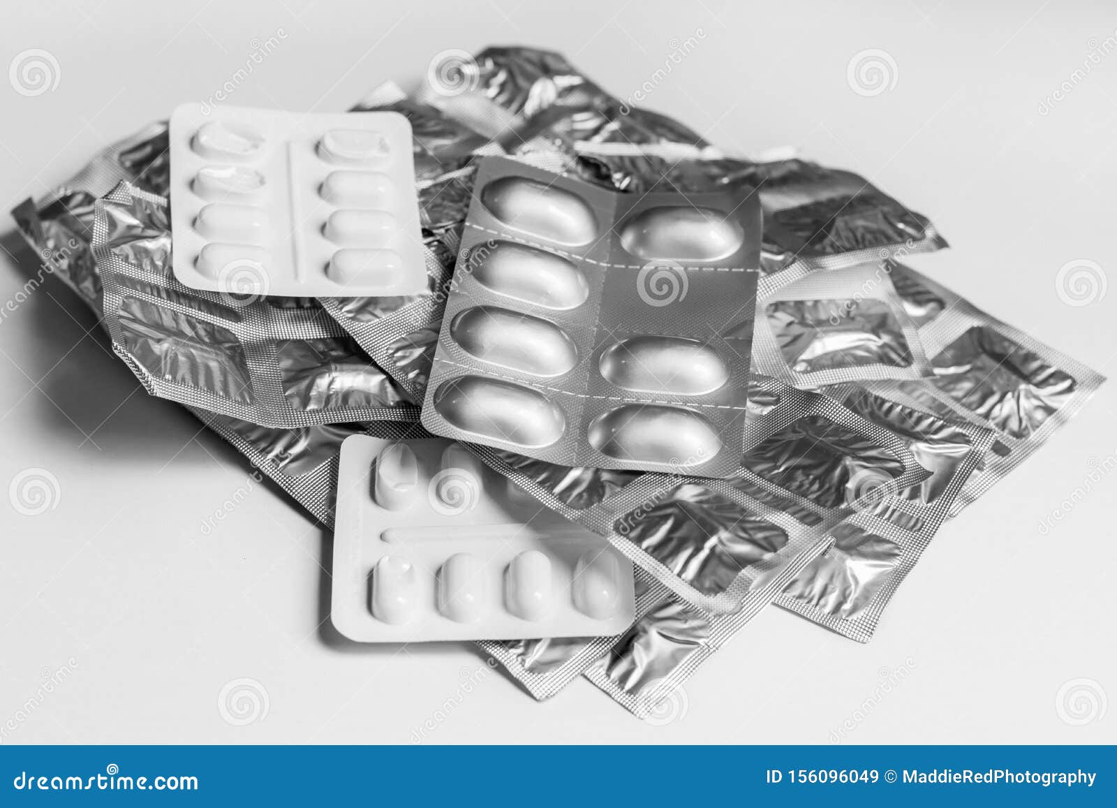 Blister Packs Of Medicine Tablets In A Stack, On A Plain Background ...