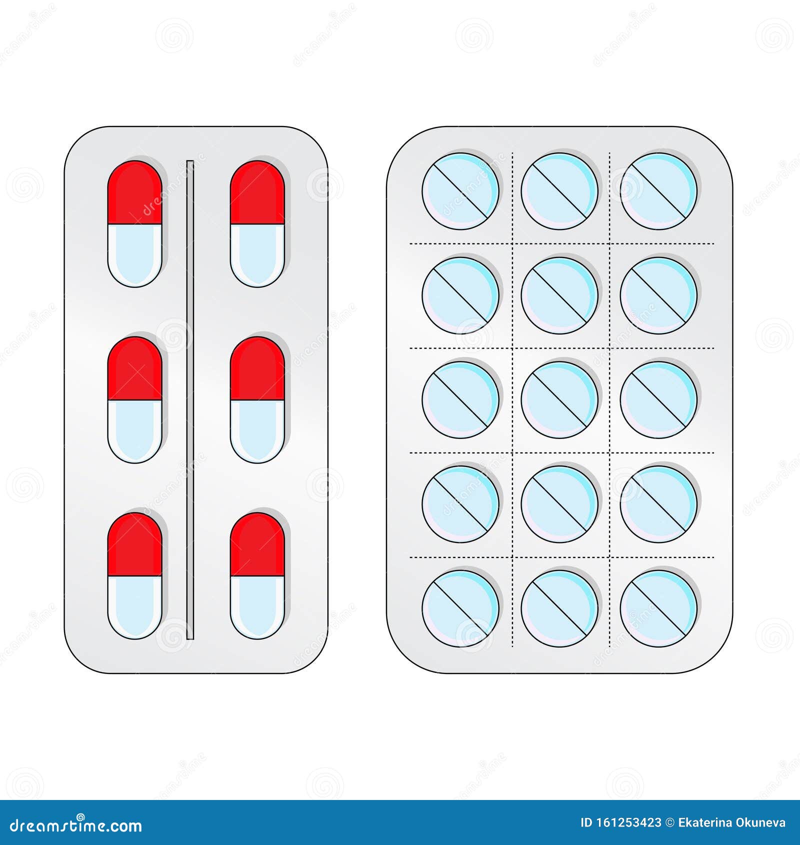 Blisters with Tablets in Flat Style. Tablets Illustration for Design ...