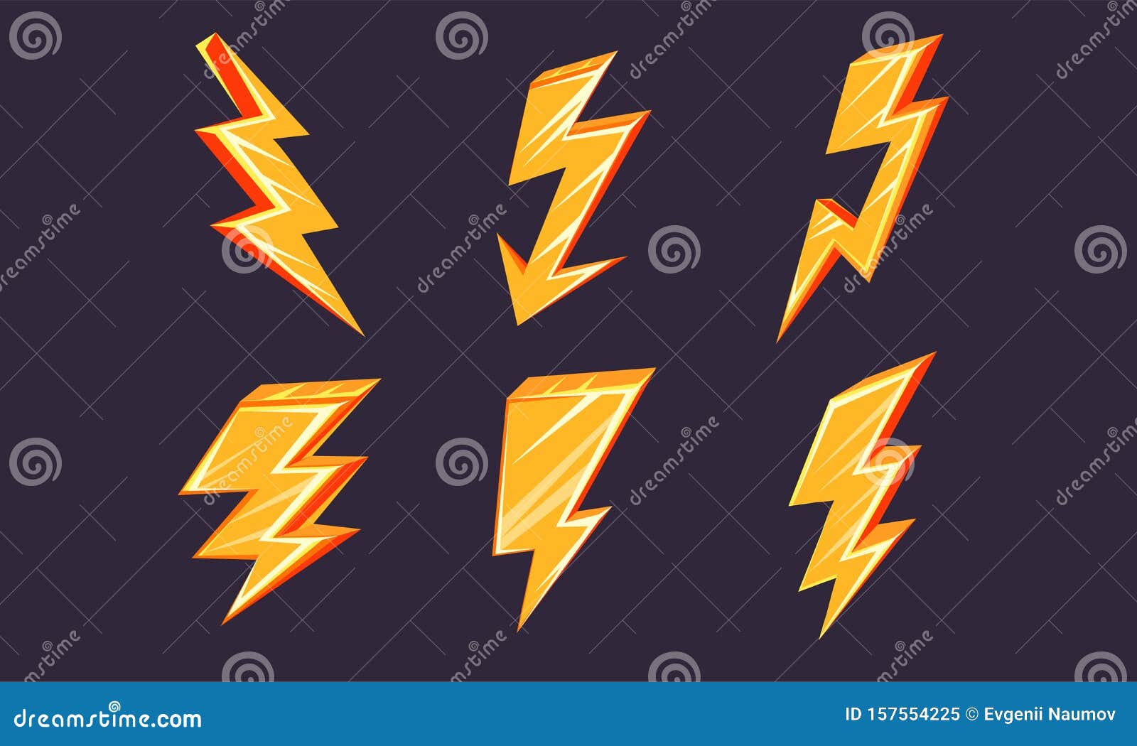 Blitz-Bolt-Set, Thunderbolts Verschiedener Formen Vector Illustration ...