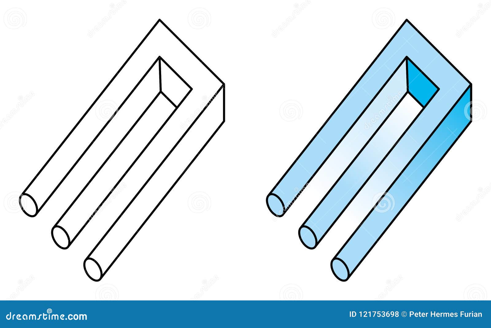 Blivet, Impossible Trident, Optical Illusion Stock Vector - Illustration of isolated, black ...