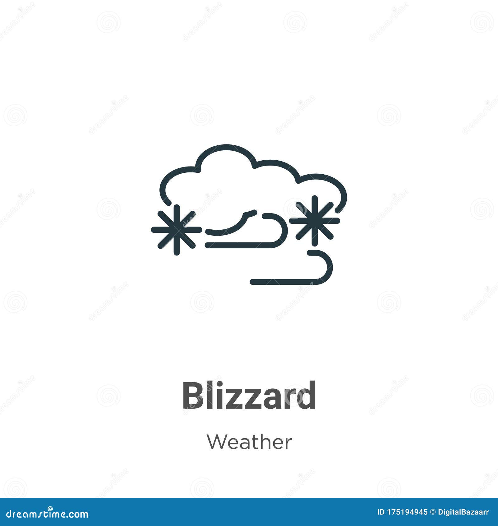 Blizzard Outline Vector Icon. Thin Line Black Blizzard Icon, Flat ...