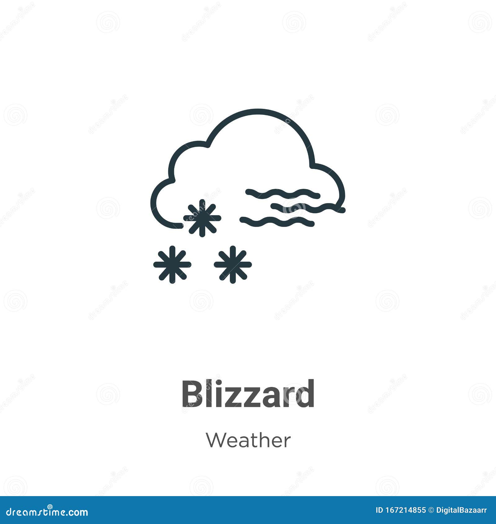 Blizzard Outline Vector Icon. Thin Line Black Blizzard Icon, Flat Vector Simple Element ...