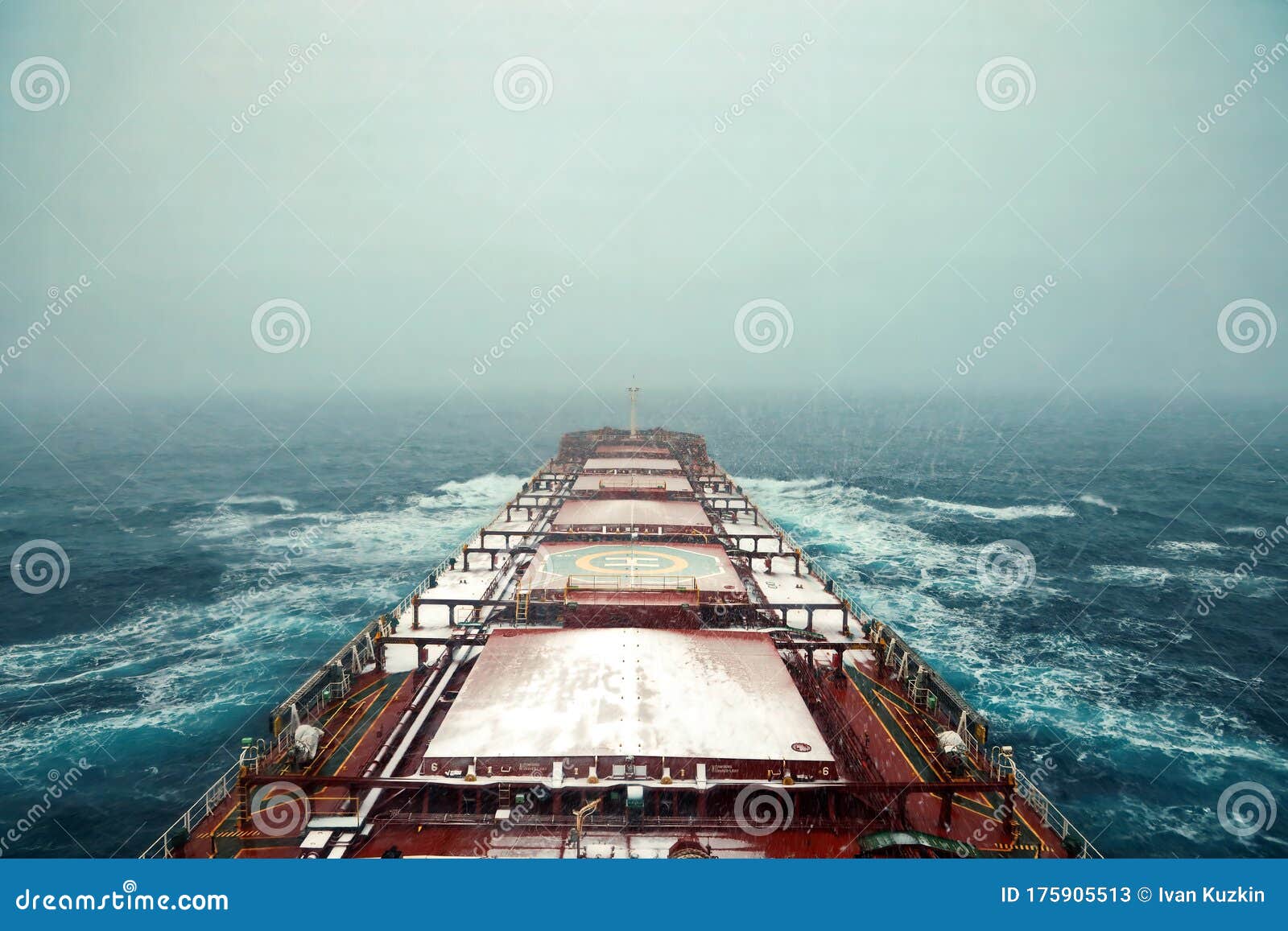 Blizzard and Snow on the Deck of a Ship in the Pacific Ocean. November ...