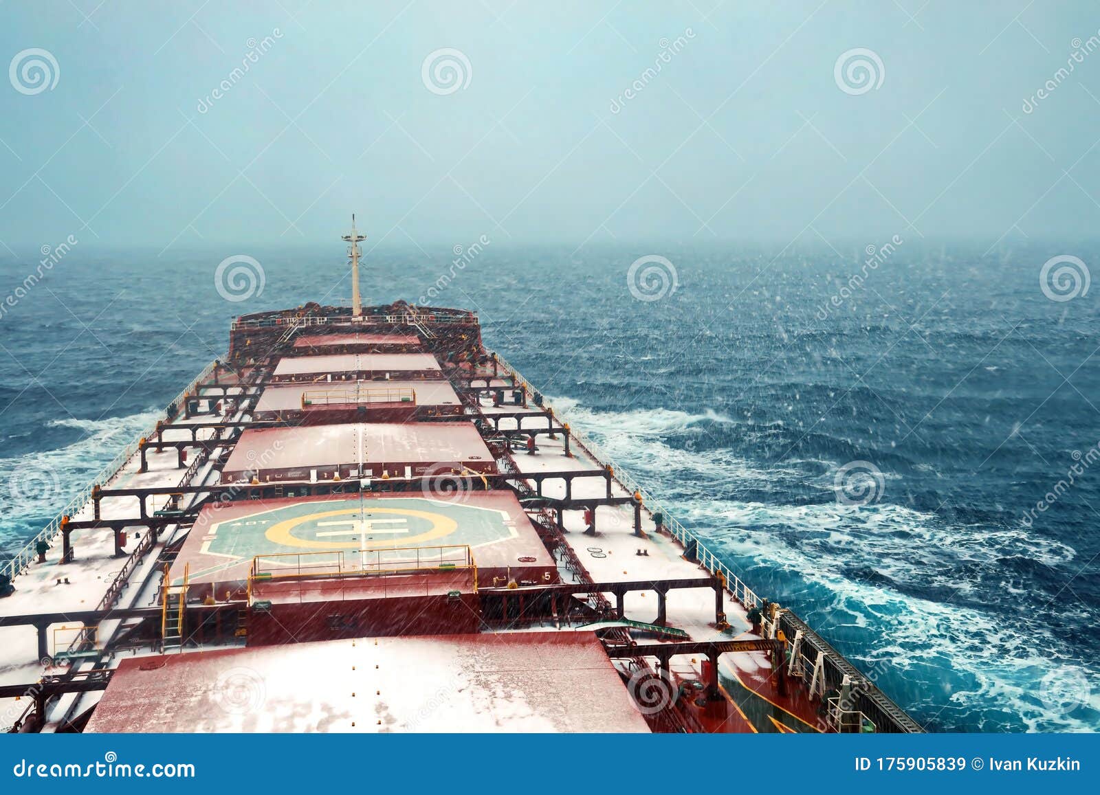 Blizzard and Snow on the Deck of a Ship in the Pacific Ocean. November ...