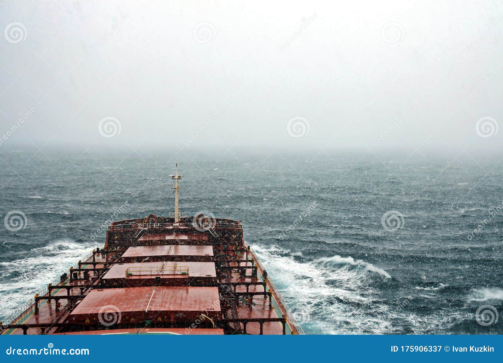 Blizzard and Snow on the Deck of a Ship in the Pacific Ocean. November ...