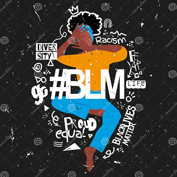 Black Lives Matter Illustration with Black Woman and Doodle Style ...