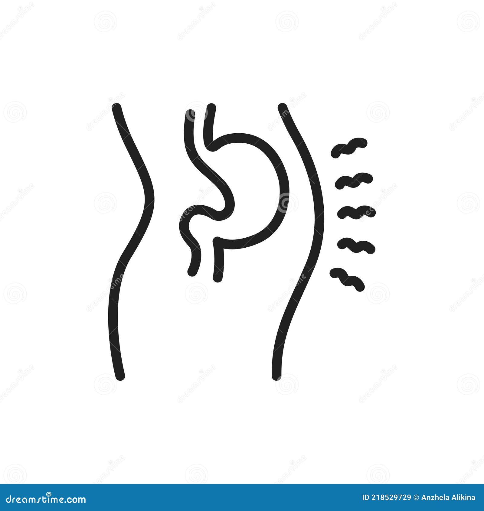 Bloating Line Icon. Isolated Vector Element. Stock Vector ...