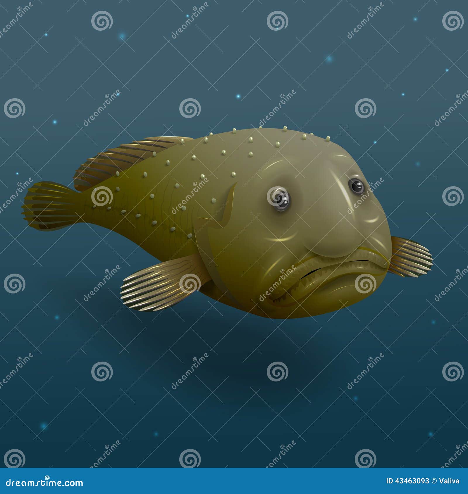 Blob-Fish Vector Hand Drawing Illustration In Black Color ...