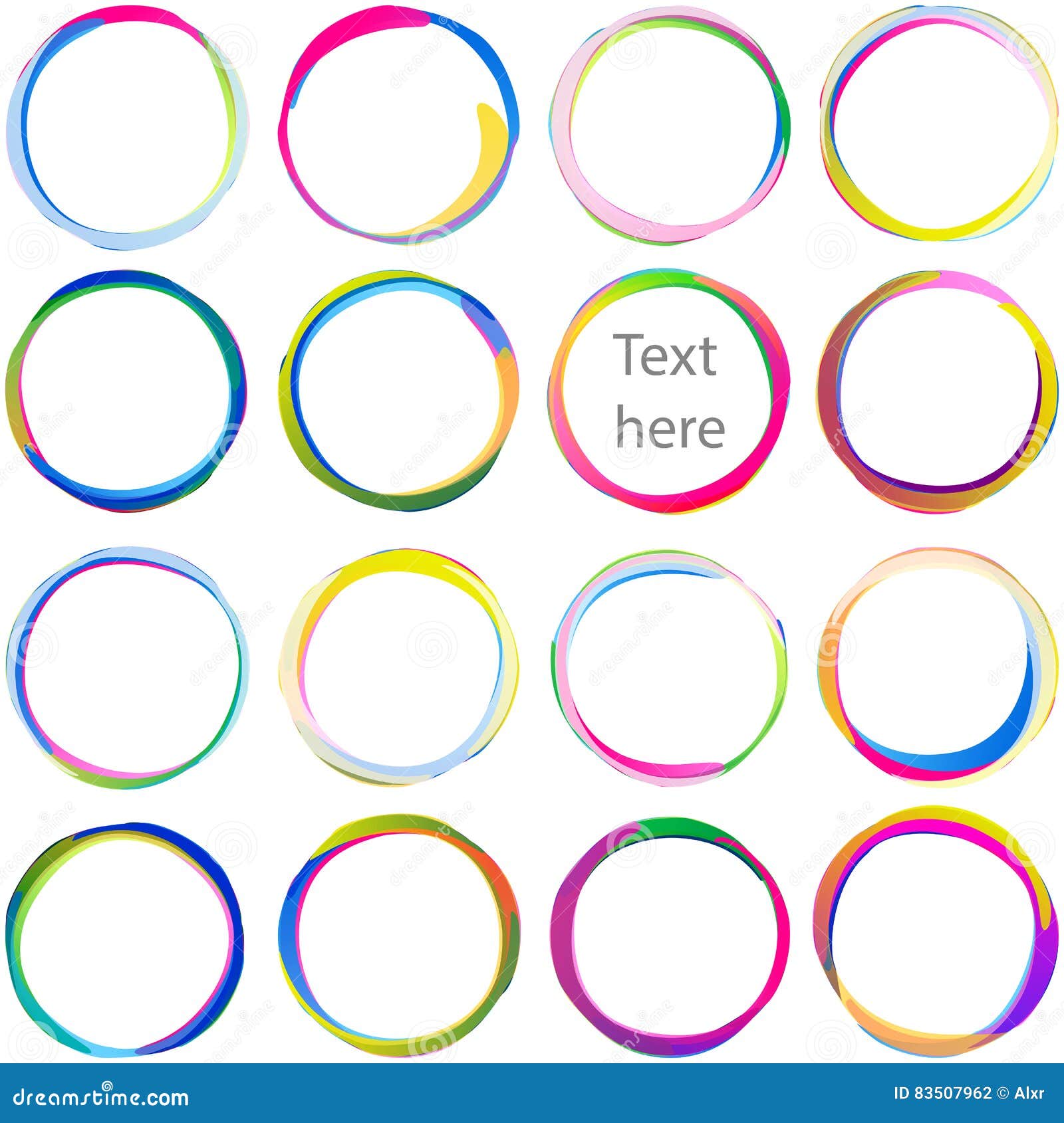 Blob Ring Overlaping Circle Arc Swirl Multicolor Shape Swirl Set Stock ...