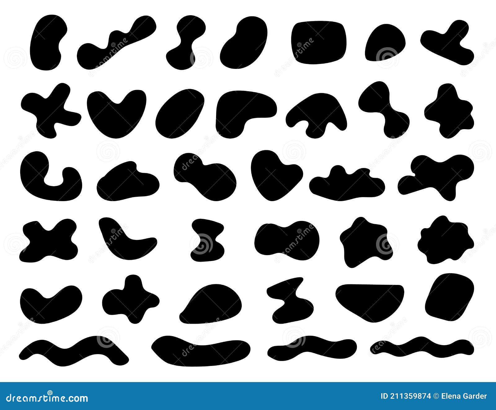 Blob Shape. Vector Abstract Splodge Minimal Black Shapes. Black Ink ...