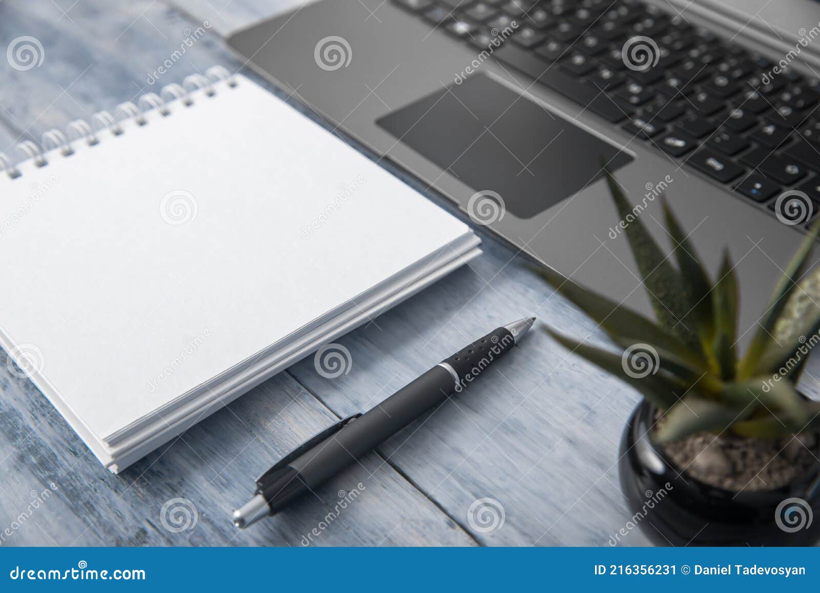 Bloc-notes Avec Ordinateur Et Fleur Image stock - Image du affaires ...