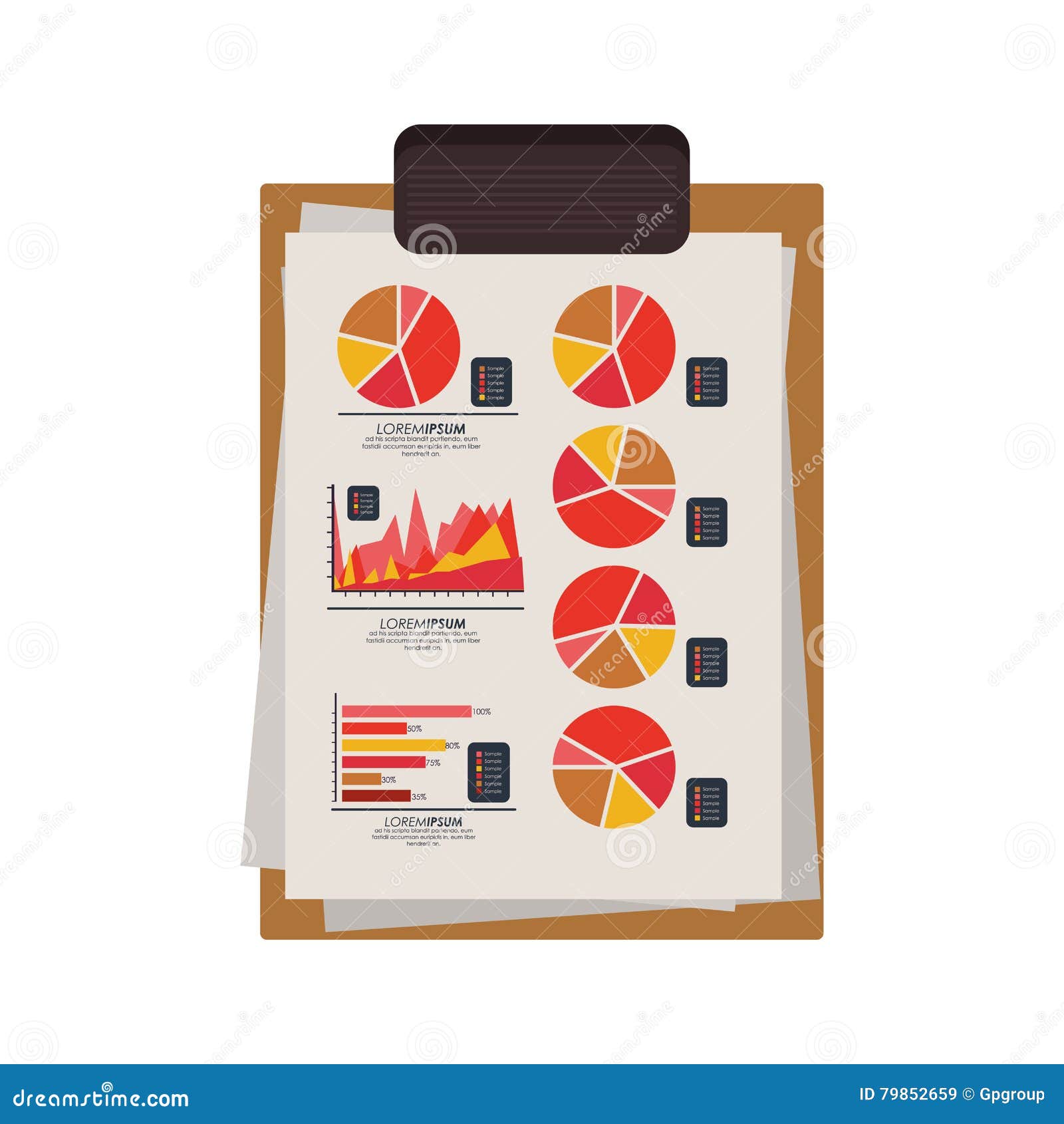 Bloc-notes De Tableau Avec Des Feuilles Et Des Graphiques Illustration ...