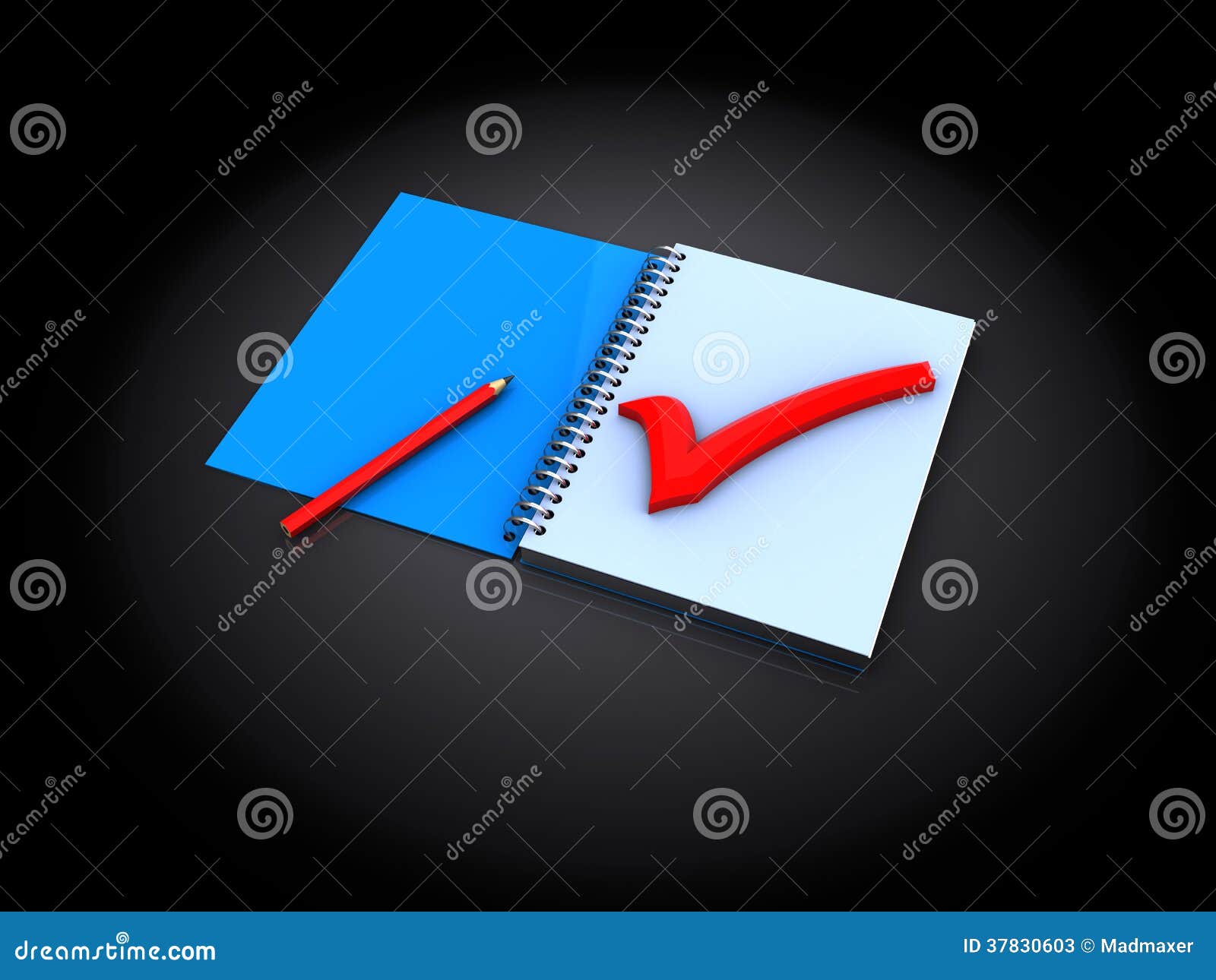 Blocco Note Con Il Segno Di Spunta Rosso Illustrazione di Stock ...