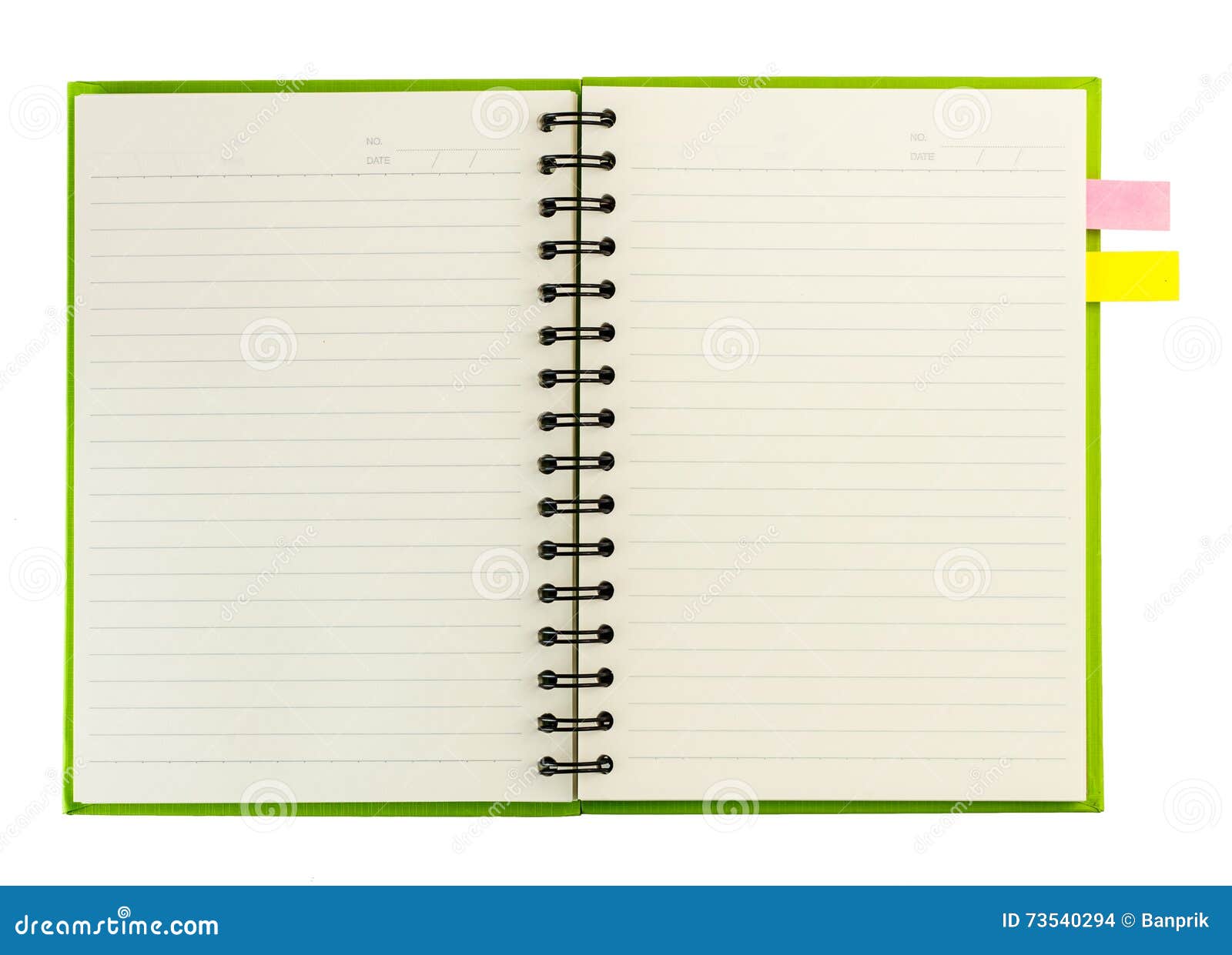 Blocco Note a Spirale in Bianco Aperto Su Bianco Fotografia Stock ...