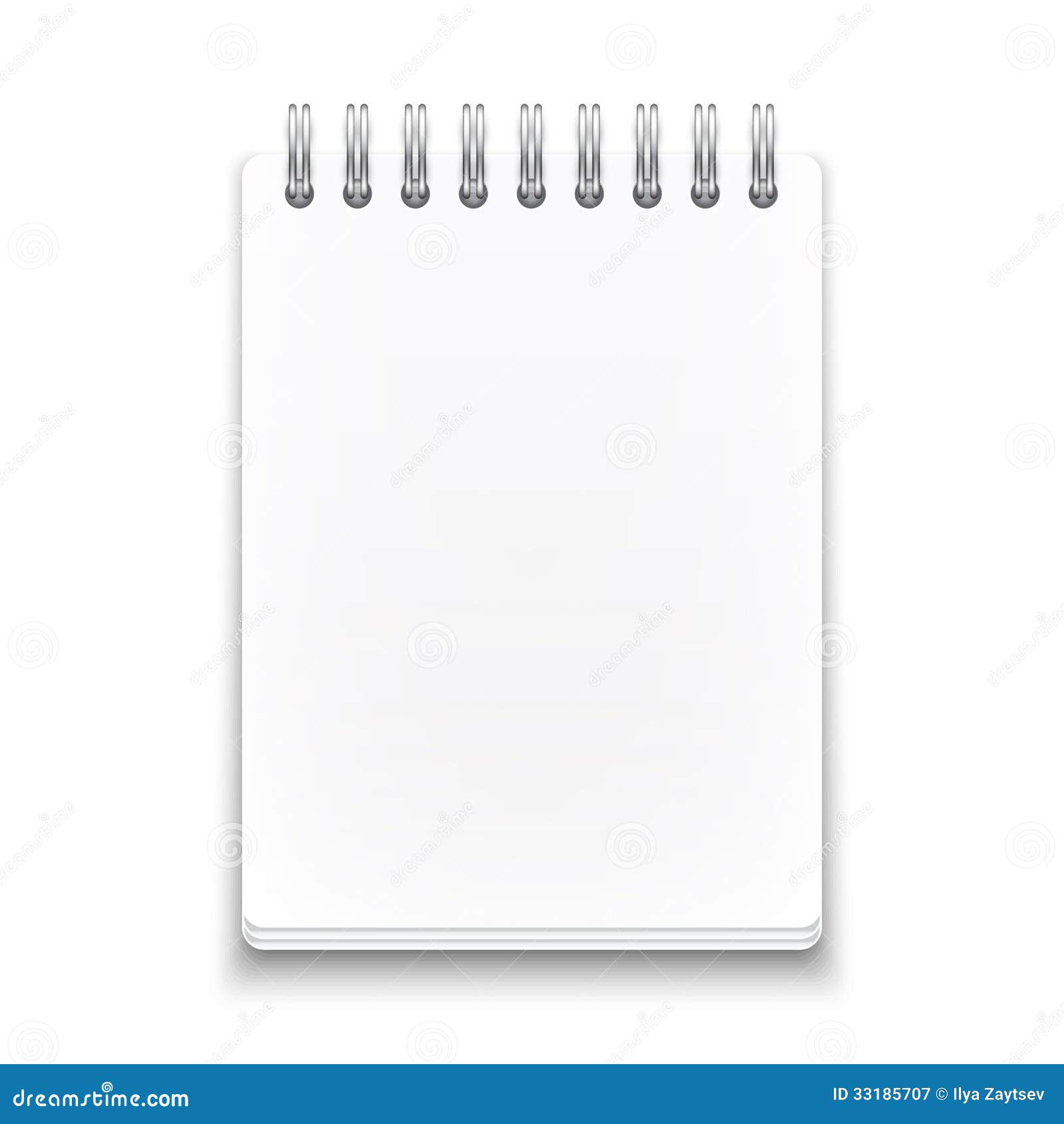 Blocco Note a Spirale in Bianco Su Fondo Bianco. Illustrazione ...