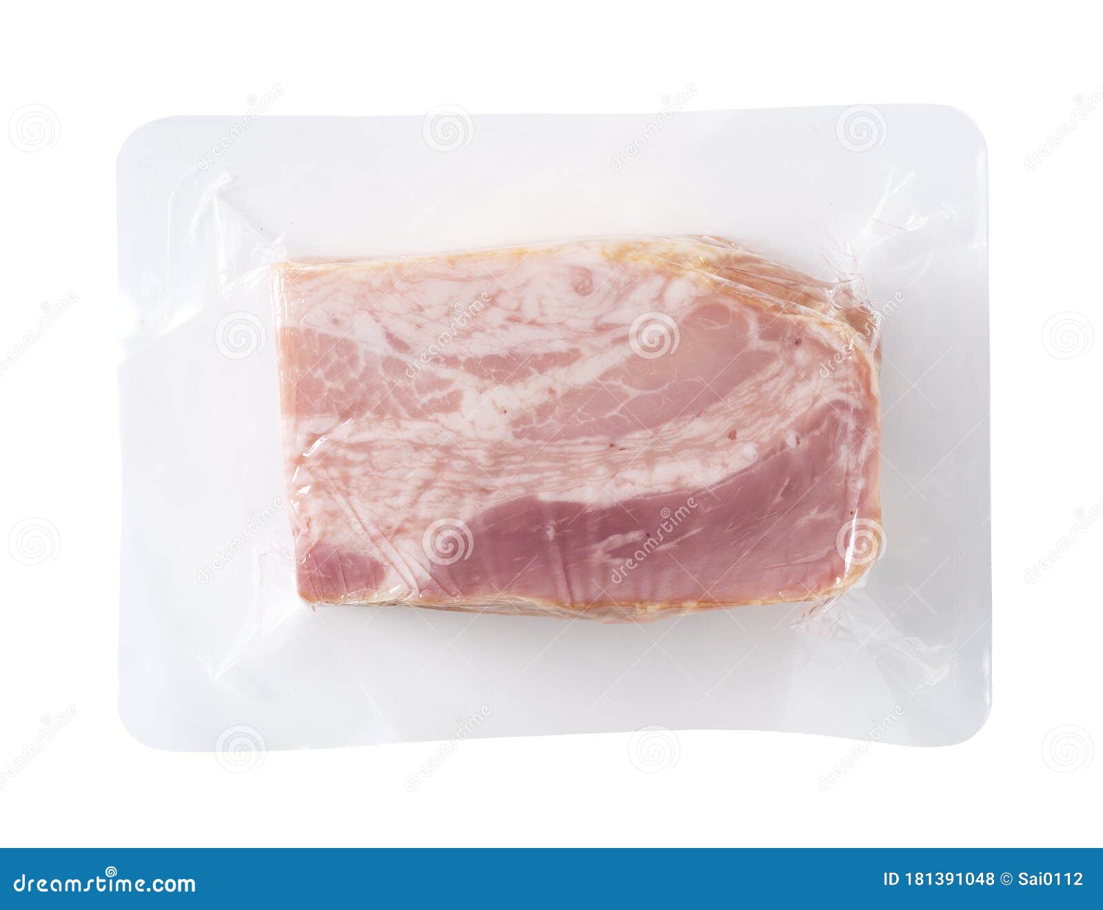 Block Bacon Placed on a White Background Stock Photo - Image of ...